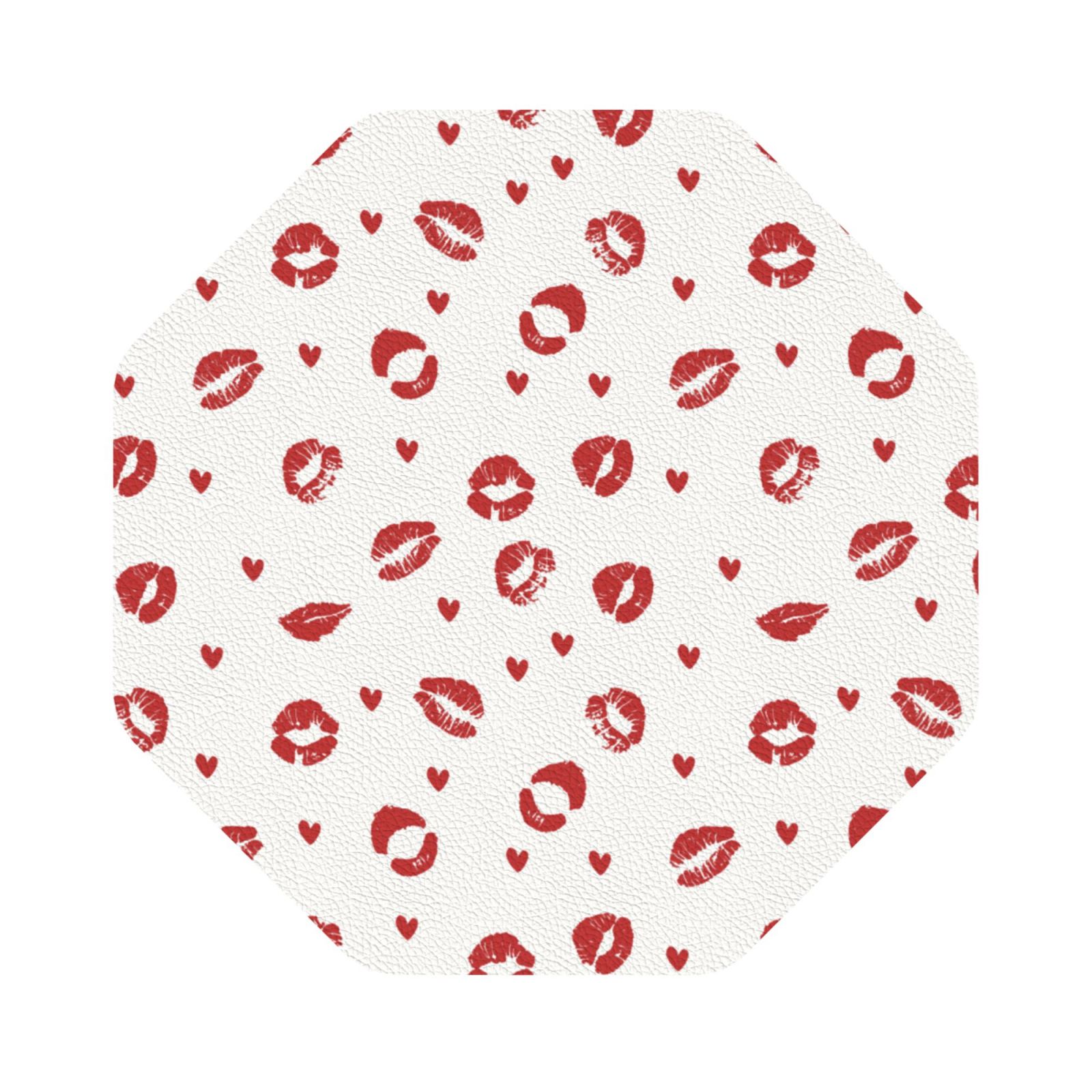 Cauagu Lips Kiss for Round Coaster,Drink Coasters Set of 4 Leather Bar ...