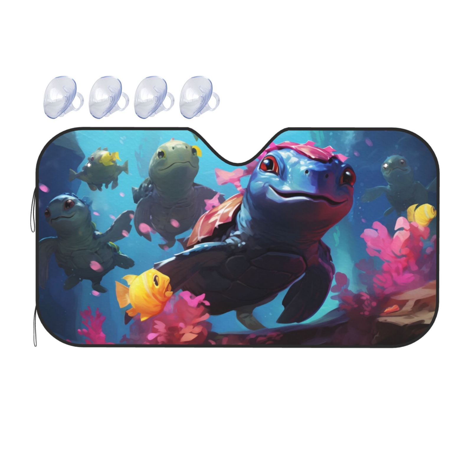 Cauagu Lively Cute Turtle Print Car Windshield Sunshade,1-Piece ...