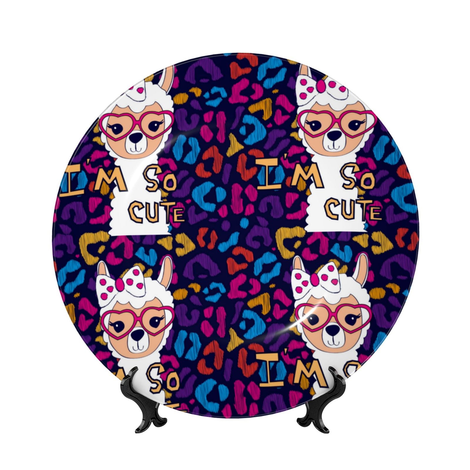 Cauagu Llama Alpaca Print Bone China Decorative Plate, Wall Mount Plate ...