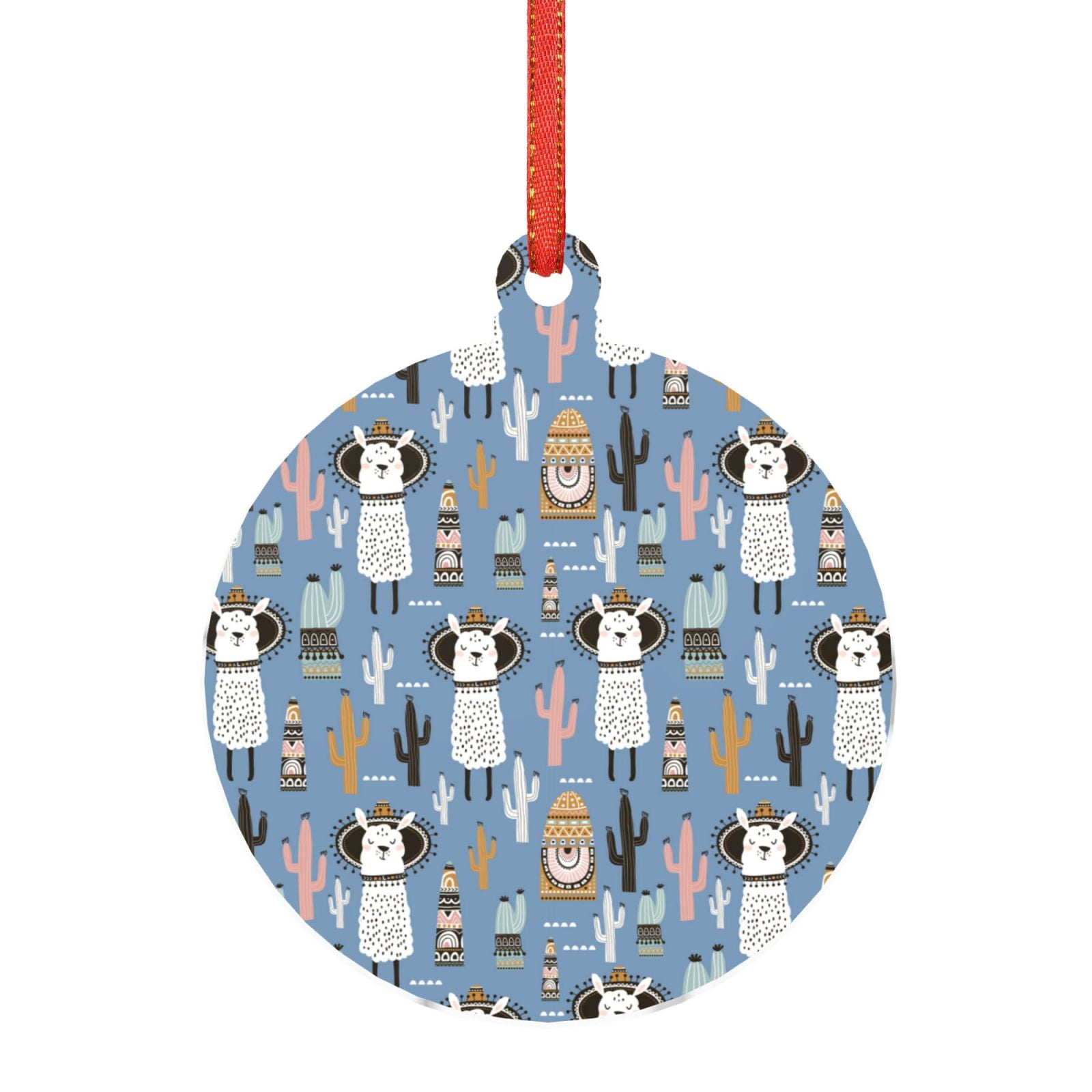 Cauagu Llamas And Cactus Pattern Acrylic Christmas Pendant,1-Pack ...