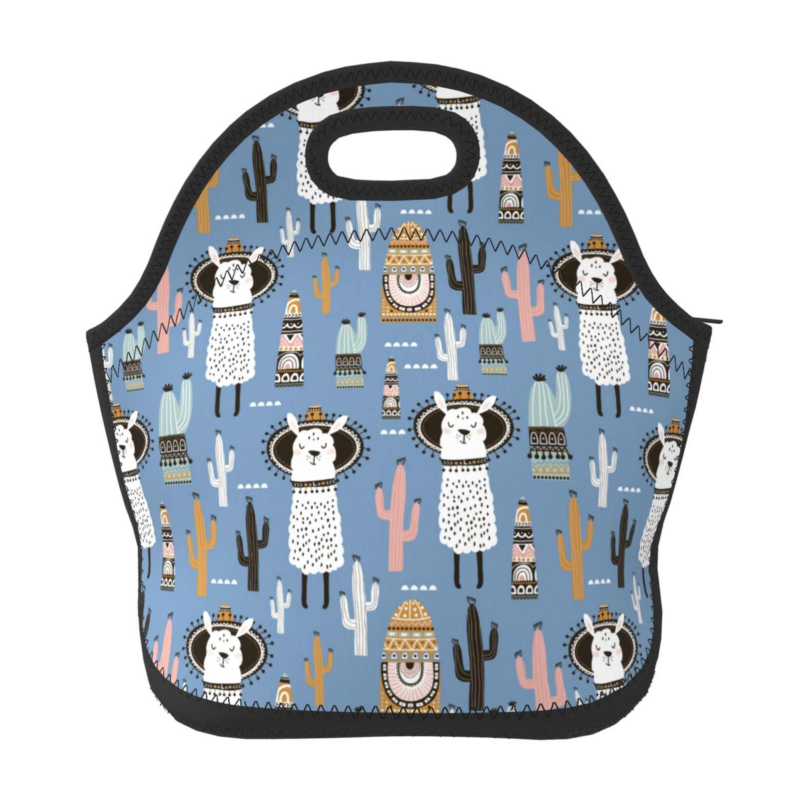 Cauagu Llamas And Cactus Print Insulated Lunch Box,Lunch Tote Lunch Bag ...