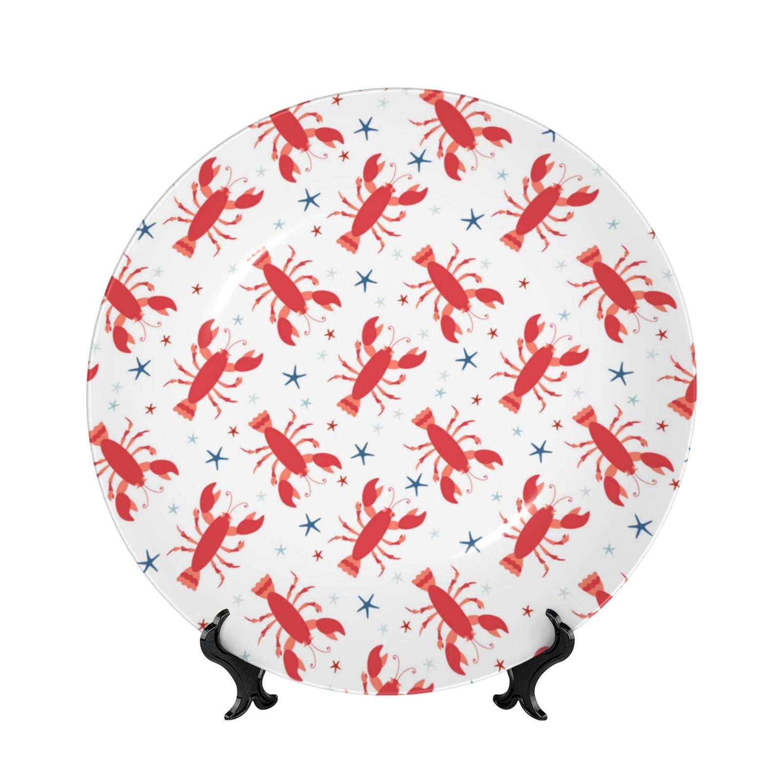 Cauagu Lobsters And Sea Stars Print Bone China Decorative Plate, Wall ...