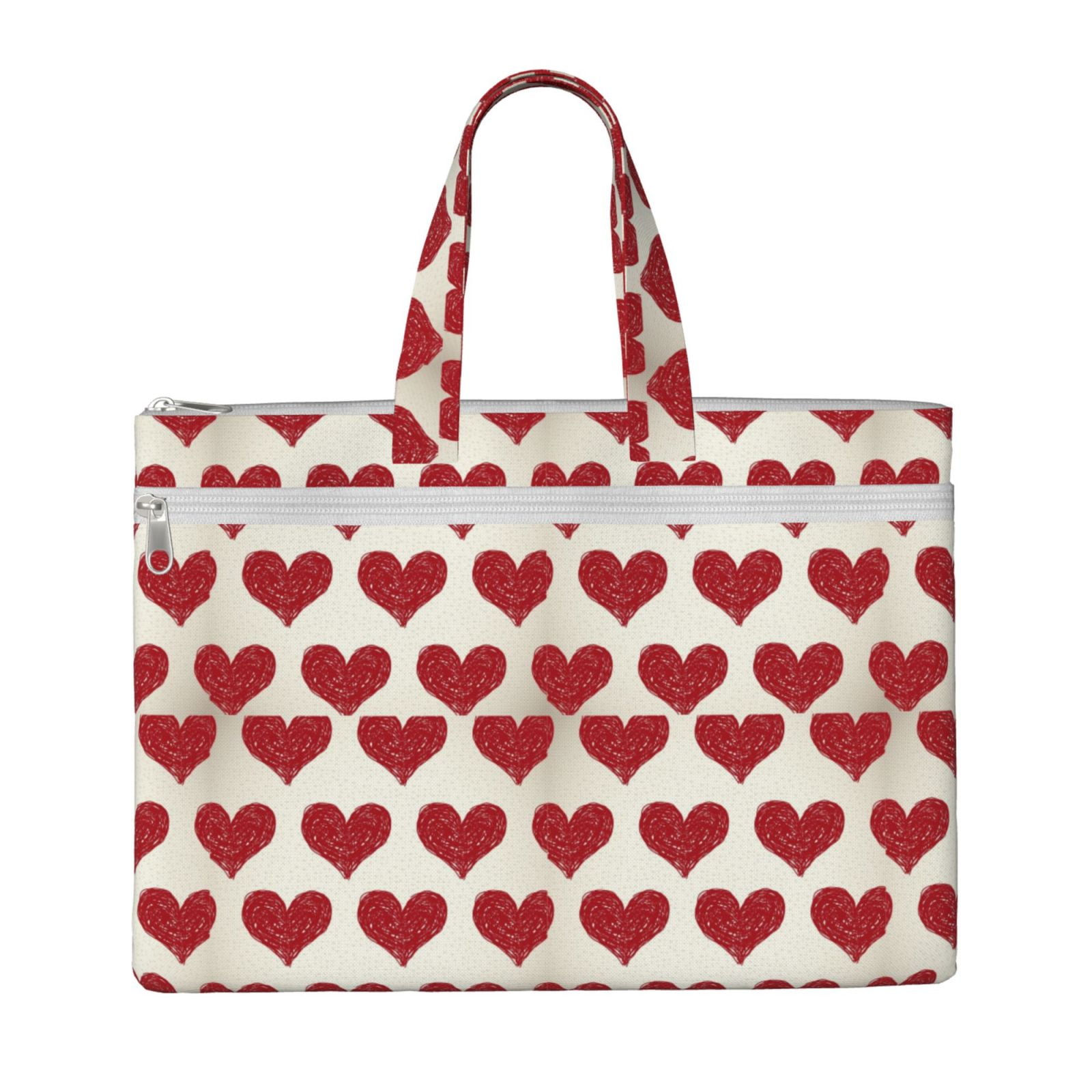 Cauagu Love Pattern Canvas Tote File Bag, Zipper Tote Bag Business ...