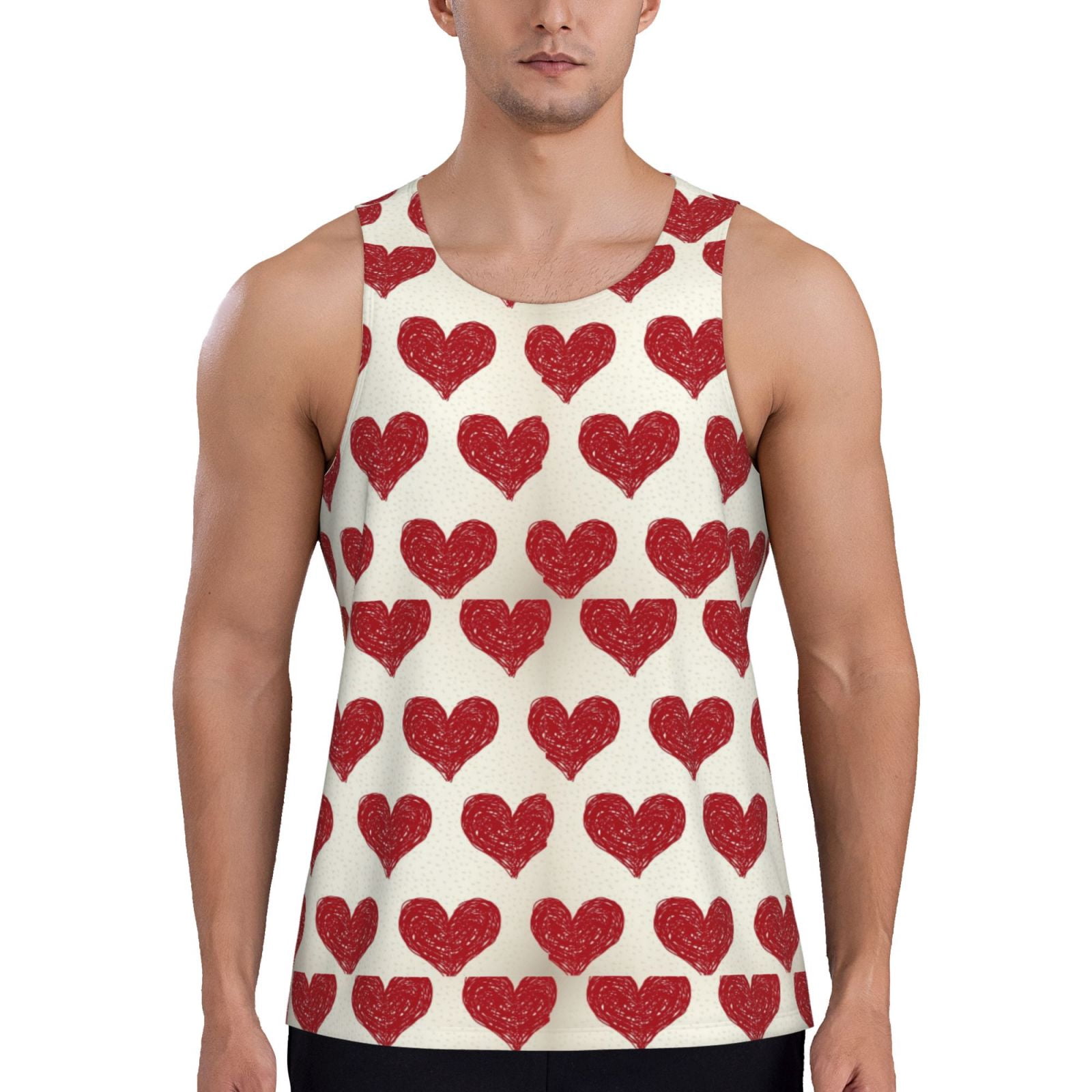 Cauagu Love Print Men's Sleeveless Muscle Shirts,Tank Tops Quick Dry ...