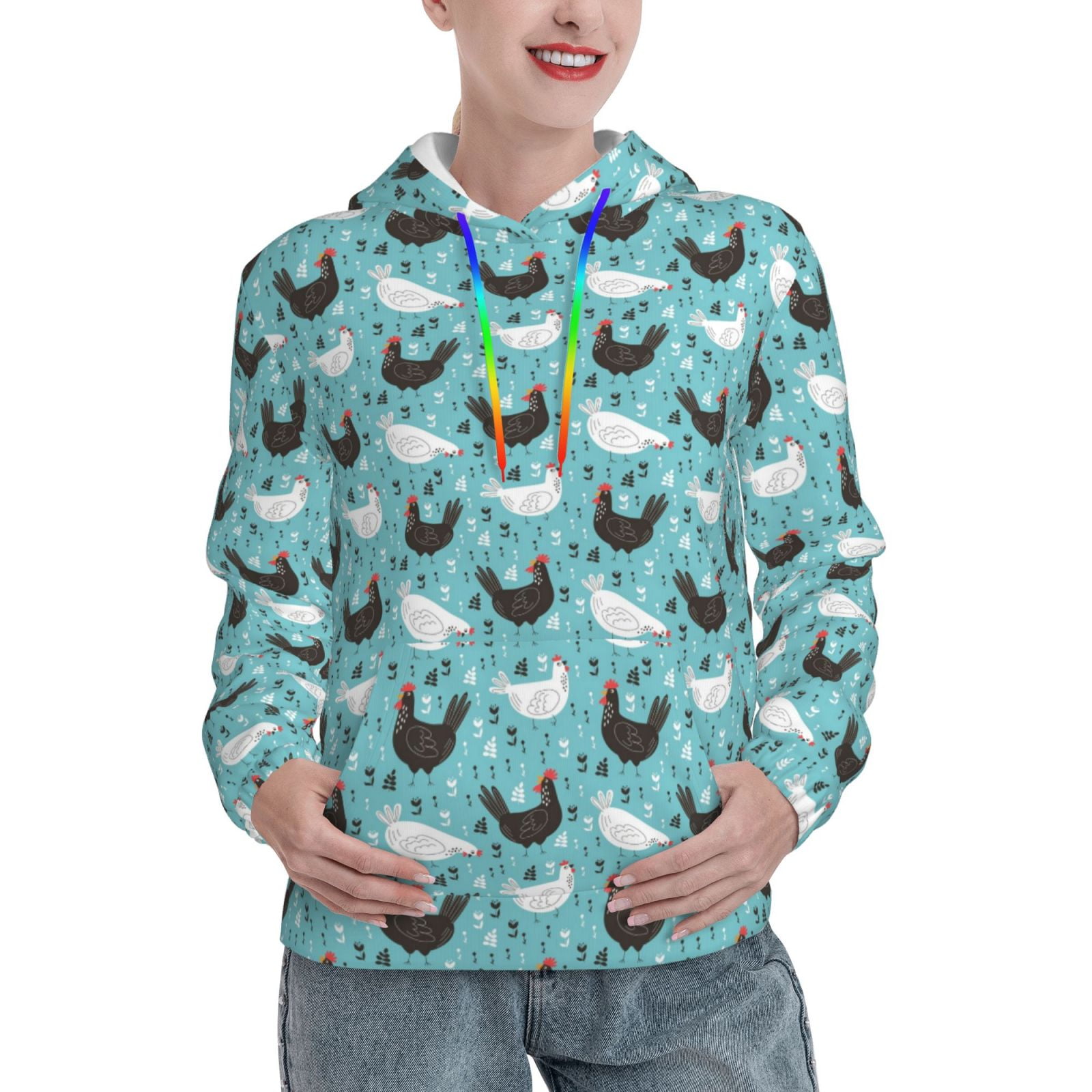 Cauagu Lovely Roosters for Women's Hooded Sweatshirts Pullover Hoodie for Women Fall Workout ...