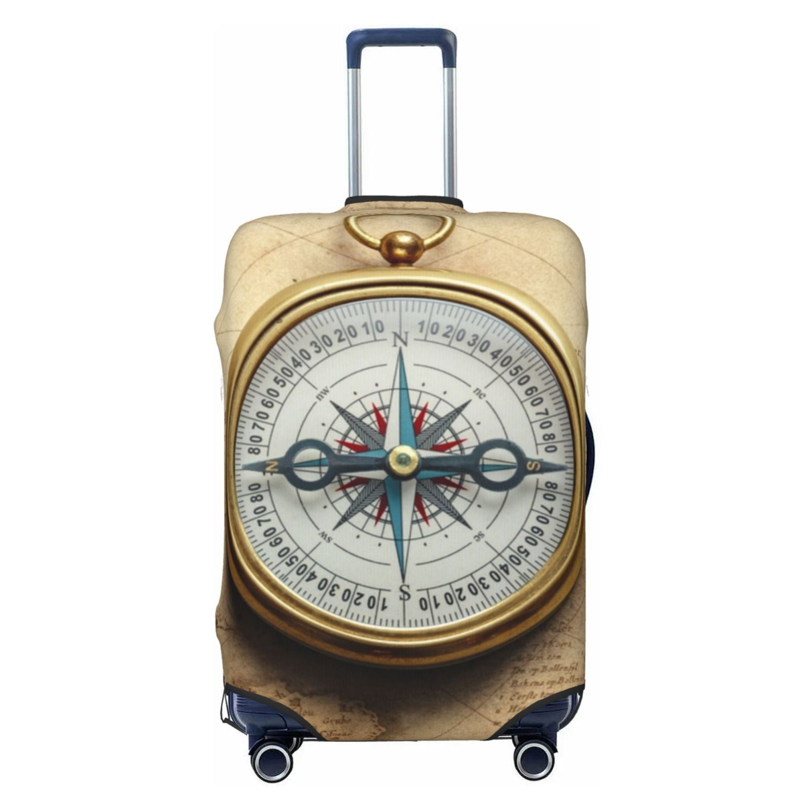 Cauagu Magnetic Old Compass On World Map Print Travel Luggage Cover ...