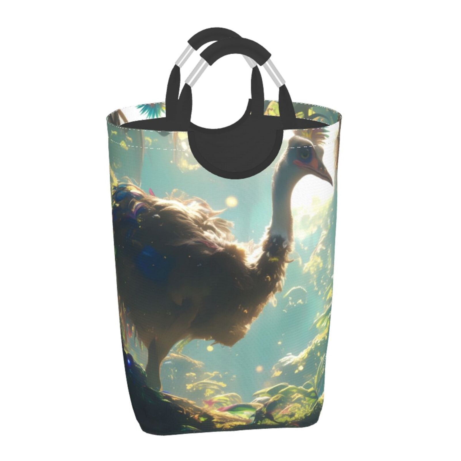 Cauagu Majestic Ostrich In Forest Print Hamper Basket Bin,Extra Large ...