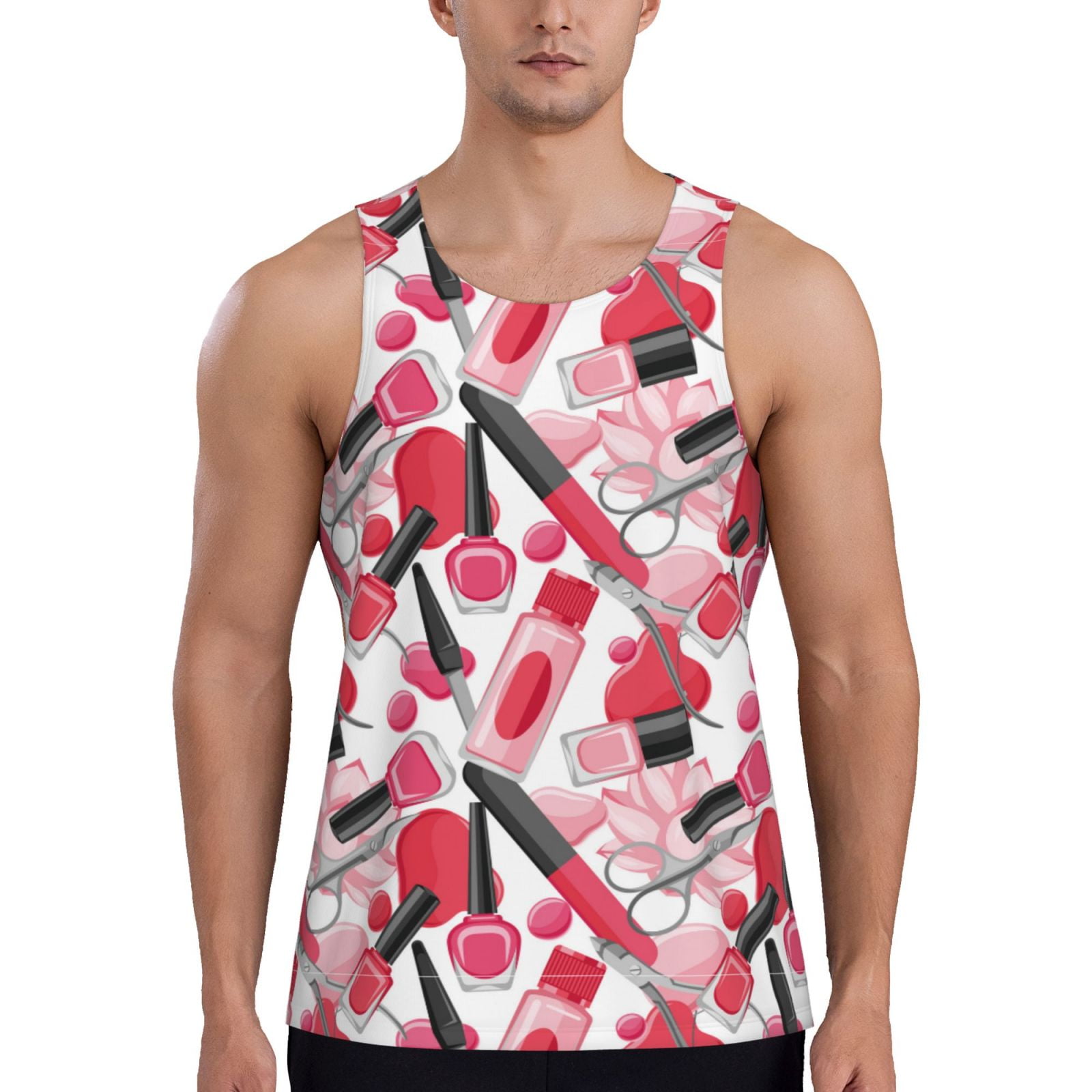 Cauagu Makeup Print Men's Sleeveless Muscle Shirts,Tank Tops Quick Dry ...