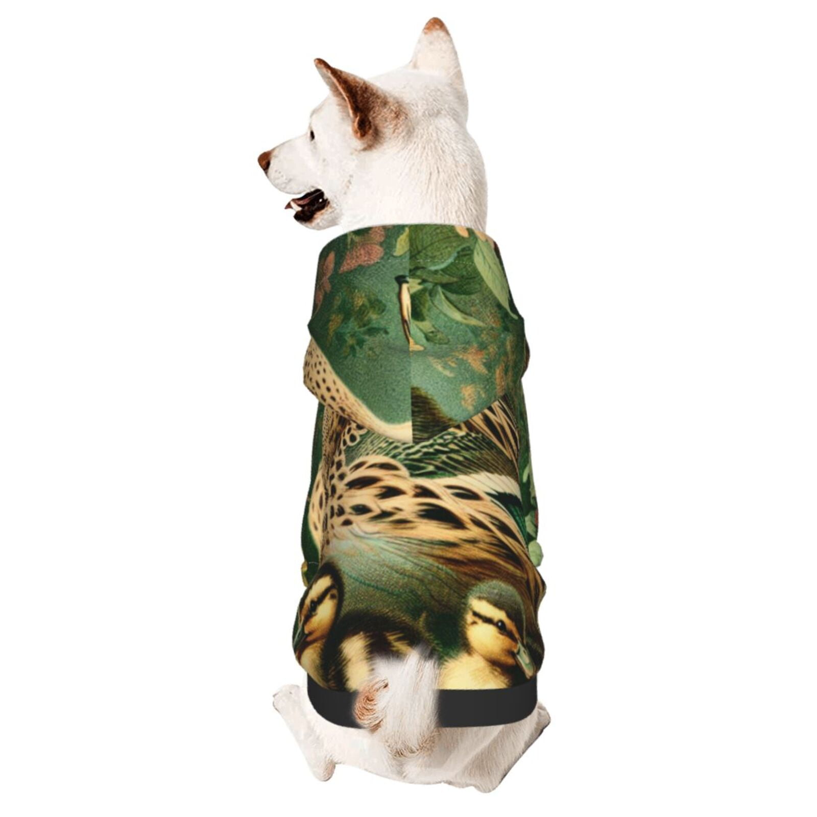 Cauagu Mallard Duck And Flowers Pattern Winter Pet Hoodie Sweatshirts ...