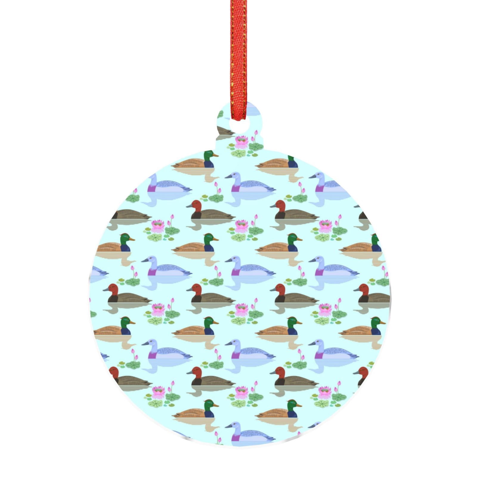 Cauagu Mallard Duck Of Lotus Flowers Pattern Acrylic Christmas Pendant ...