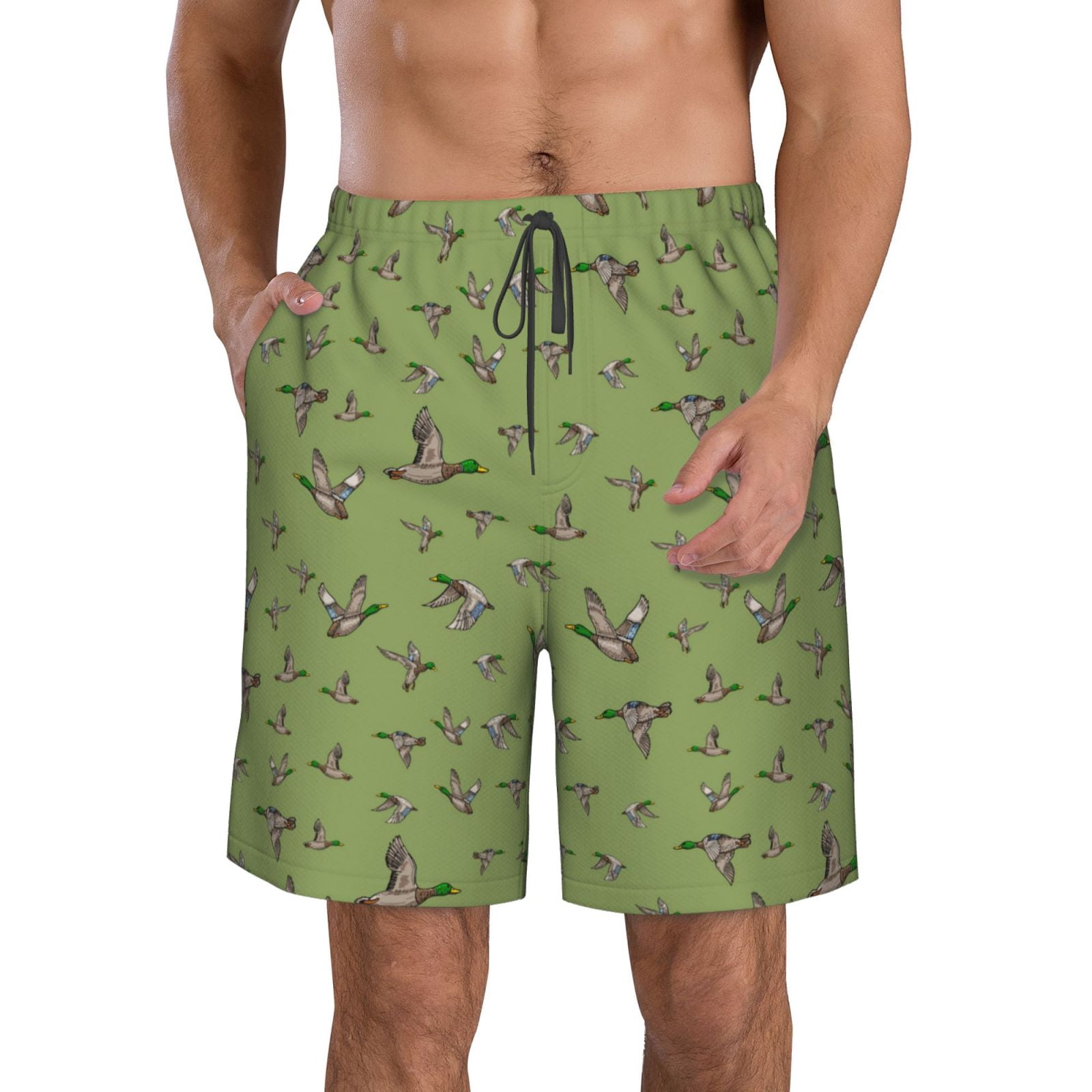 Cauagu Mallard Duck Print Men's Swim Trunks,Hawaiian Bathing Suit ...