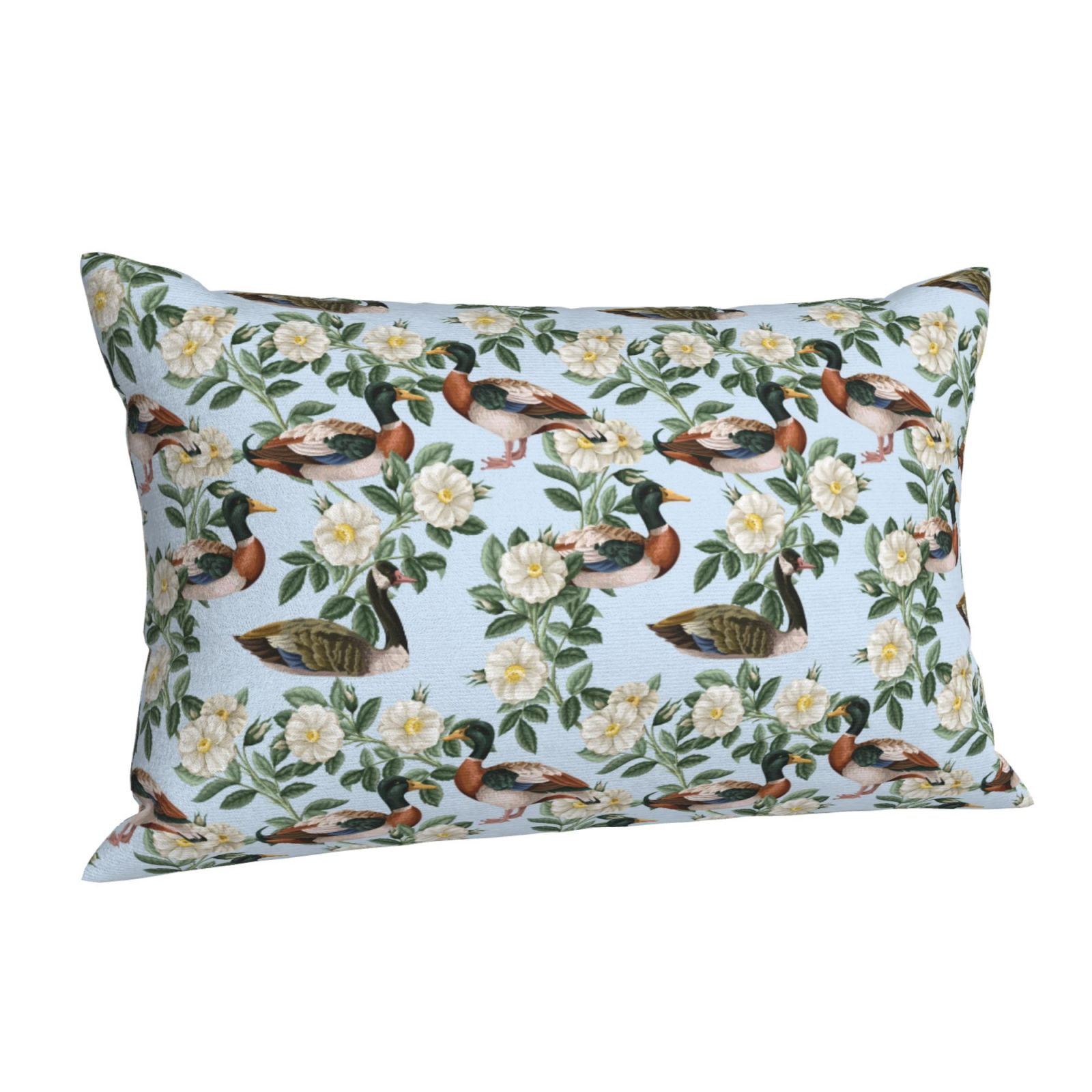 Cauagu Mallard Ducks And Roses Print Pillow Covers with Envelope ...