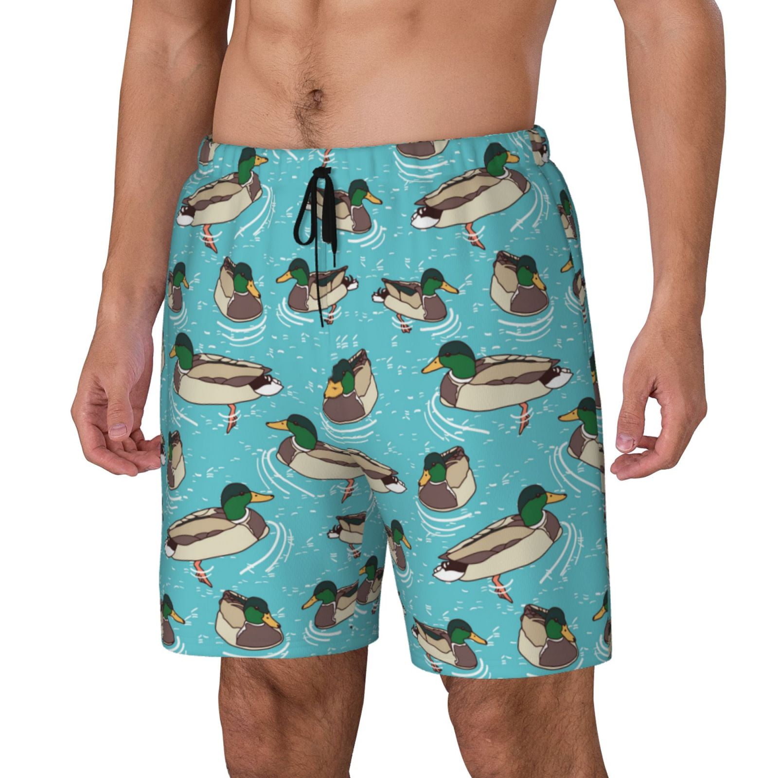 Cauagu Mallard Ducks Swimming In The Lake Print Mens Swim Trunks Quick ...