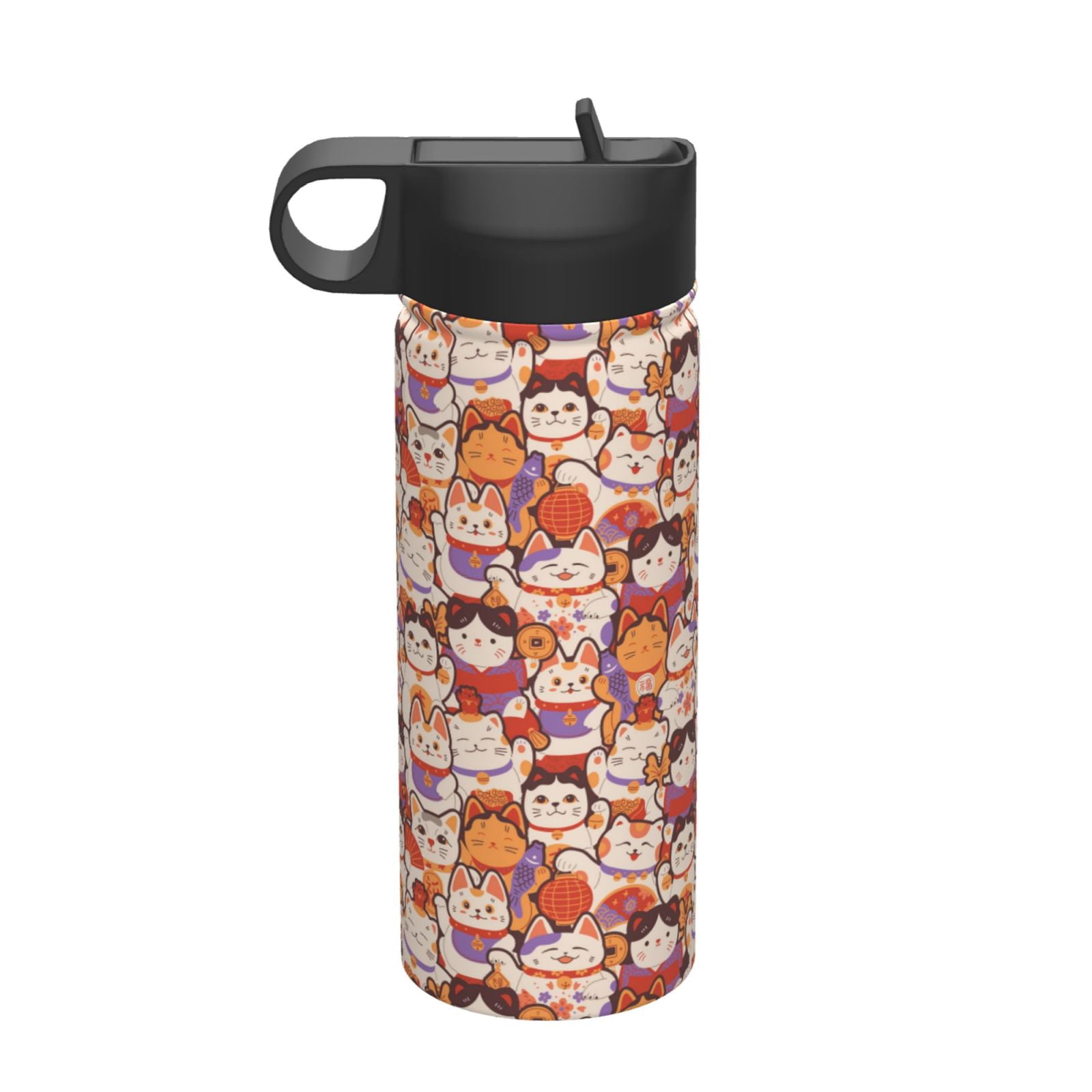 Cauagu Maneki-Neko Cats for 18 oz Water Bottle With Straw,Stainless ...
