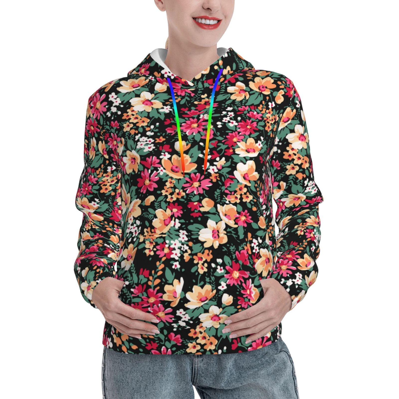 Cauagu Many Kind Of Flowers for Women's Hooded Sweatshirts Pullover Hoodie for Women Fall ...