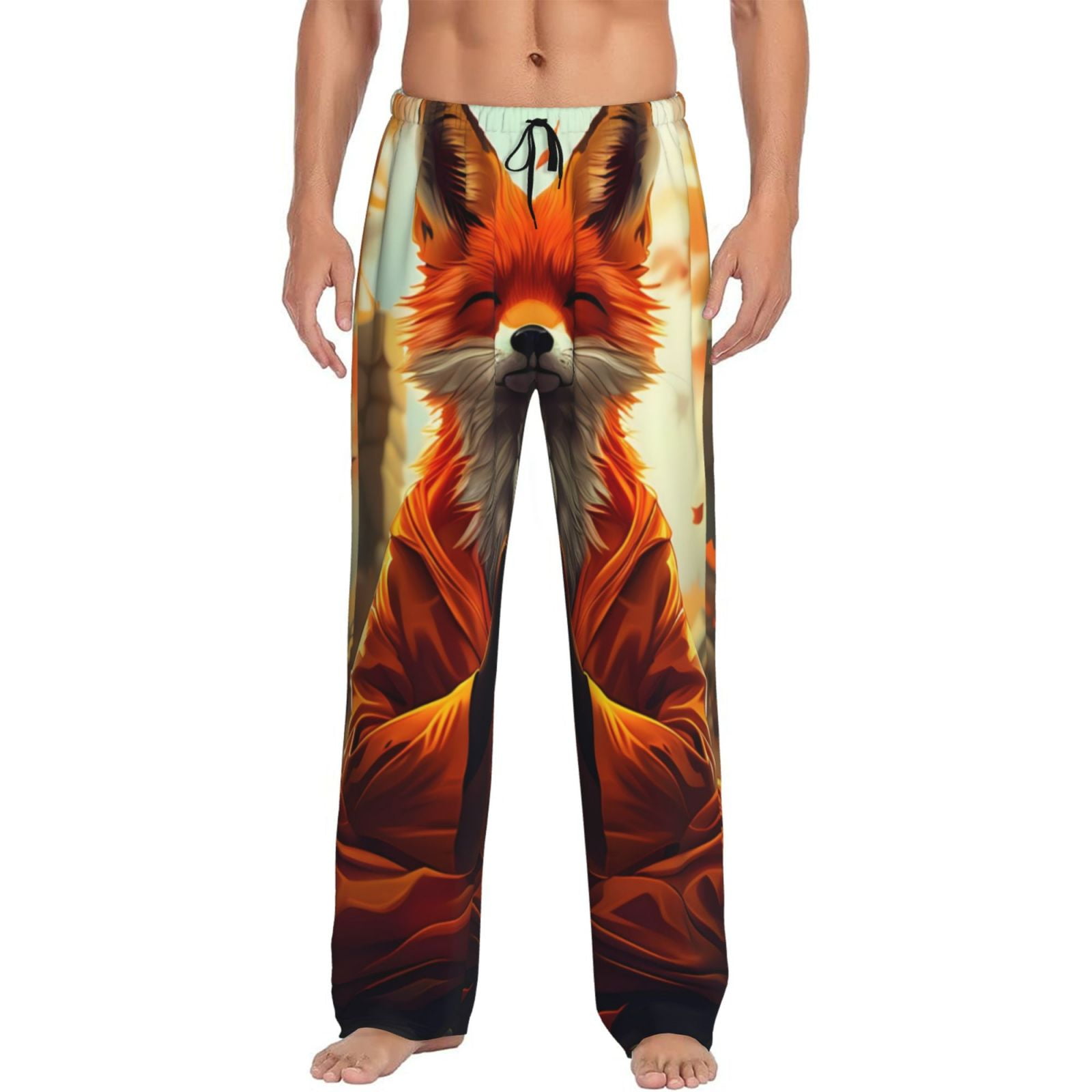 Cauagu Maple Leaf Meditating Fox Mens Pajama Pants Sleep & Lounge Pants ...