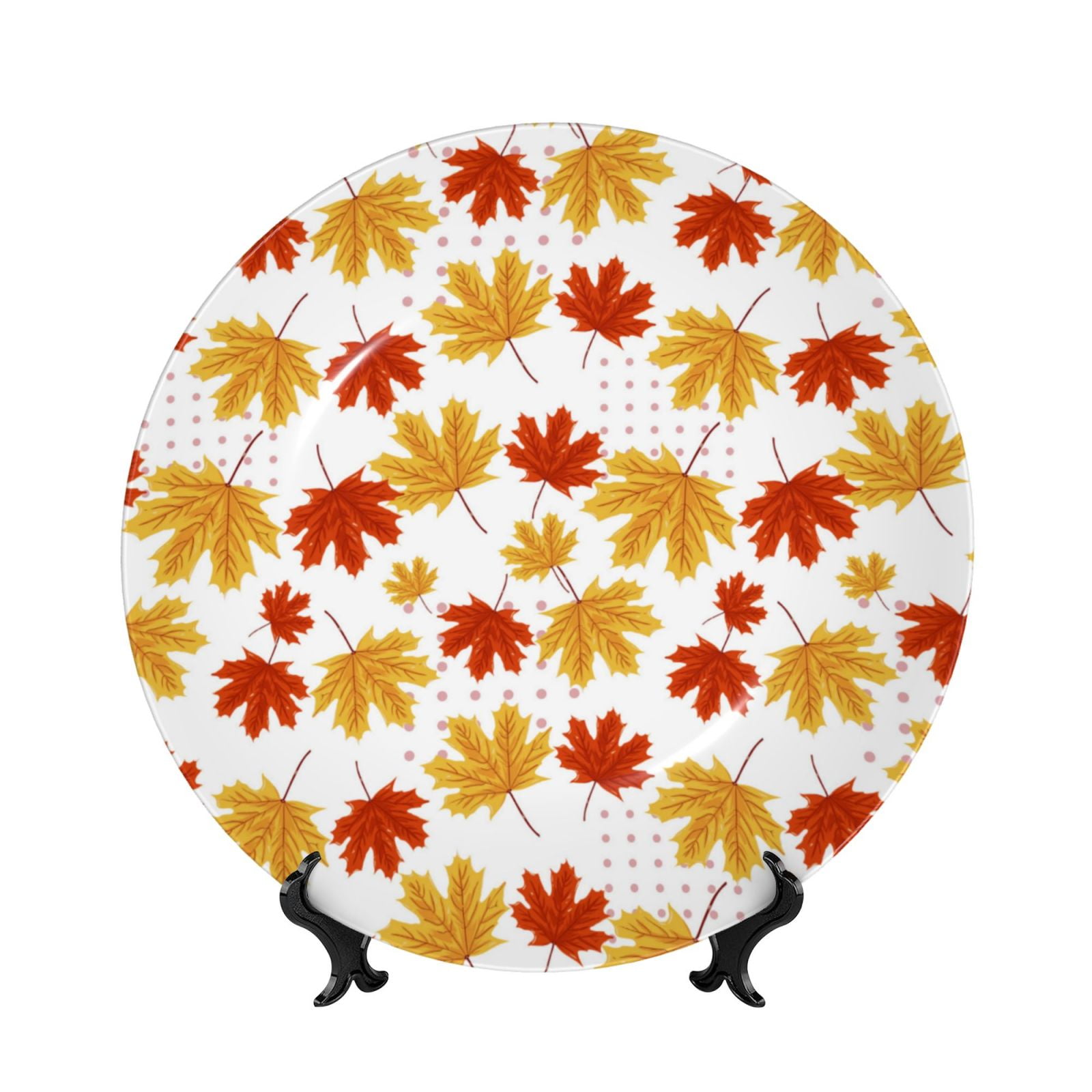 Cauagu Maple Leaf Print Bone China Decorative Plate, Wall Mount Plate ...