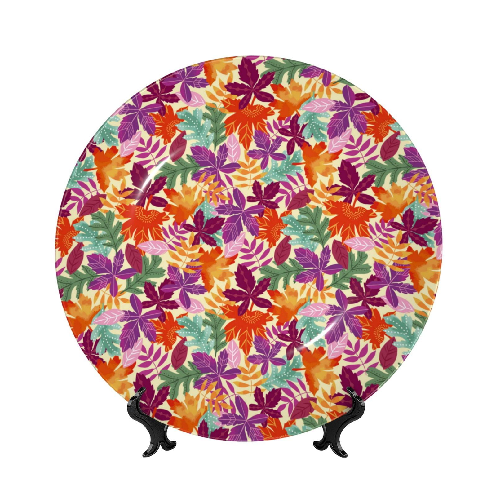 Cauagu Maple Leaves Print Bone China Decorative Plate, Wall Mount Plate ...