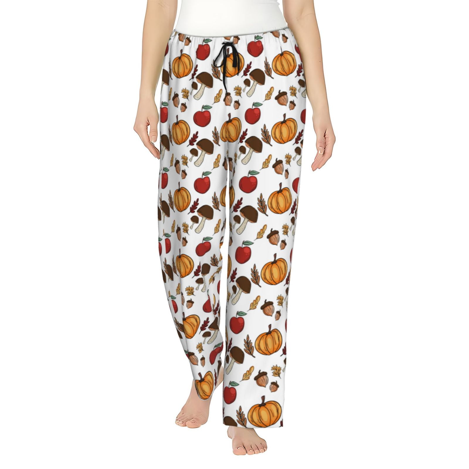 Cauagu Maple leaf nut Mushroom Pajama Pants for Women Loose Fit Wide ...