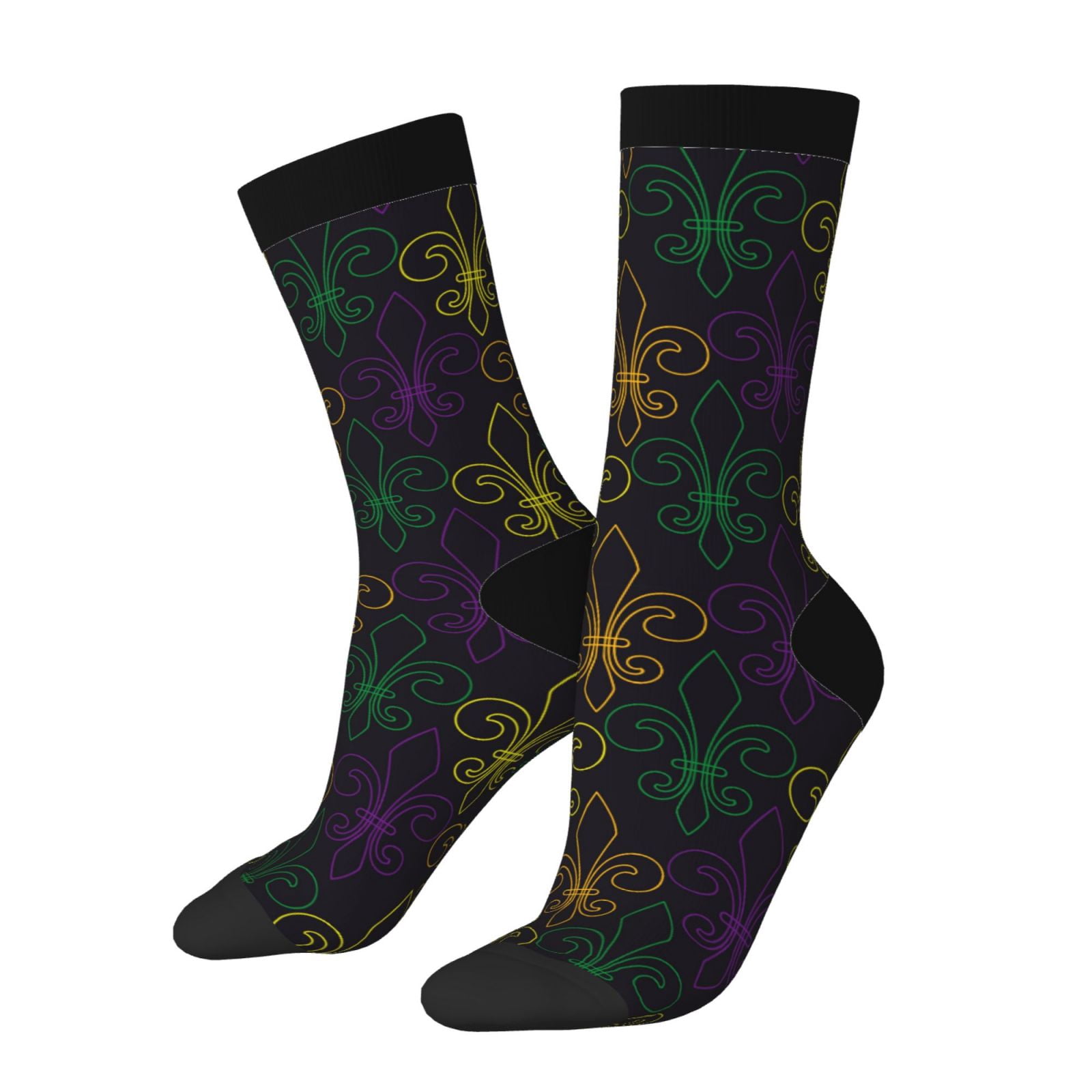 Cauagu Mardi Gras Carnival Print Crew Socks for Women and Men,Adult ...