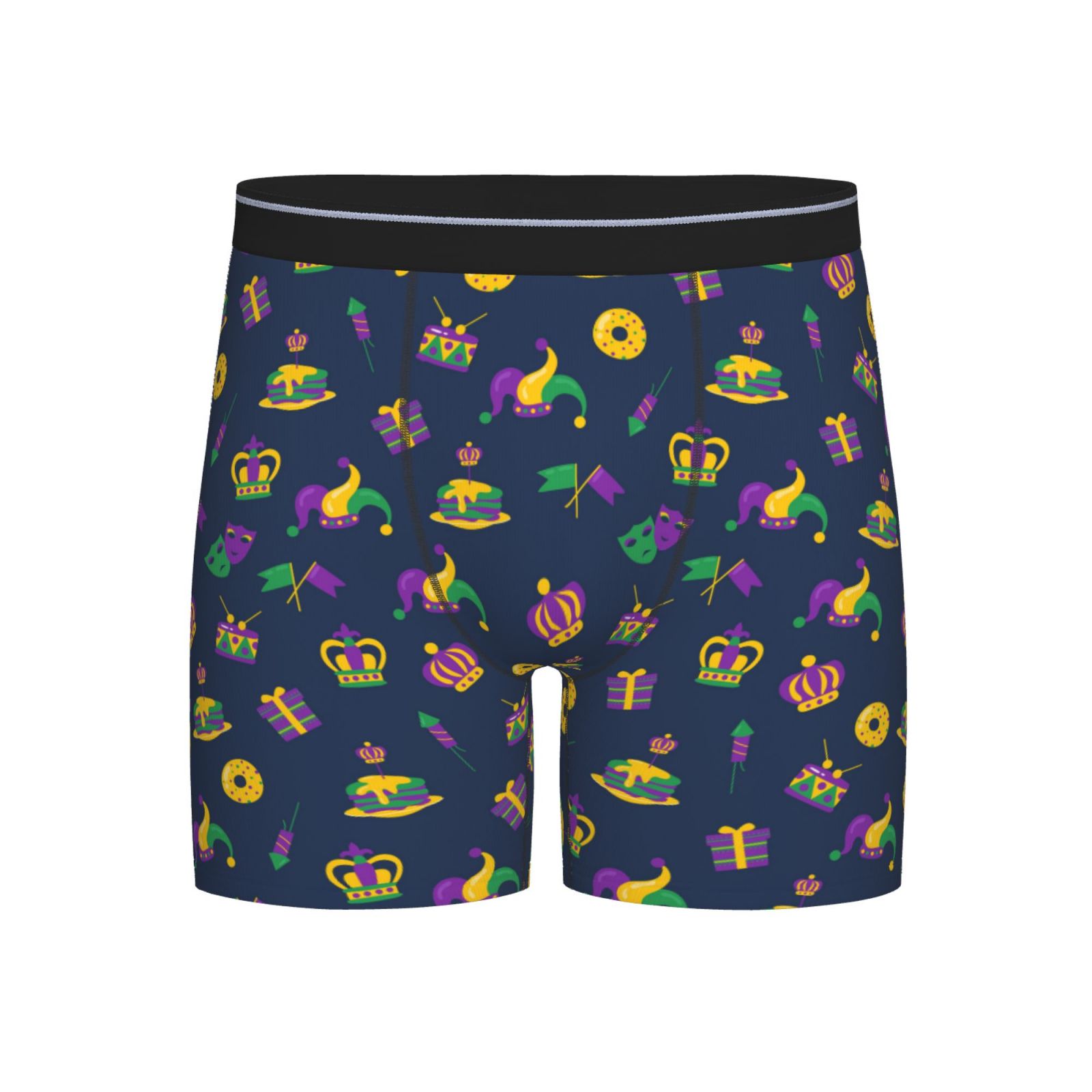 Cauagu Mardi Gras Carnival Print Men's Boxer Briefs, Funny & Cute ...