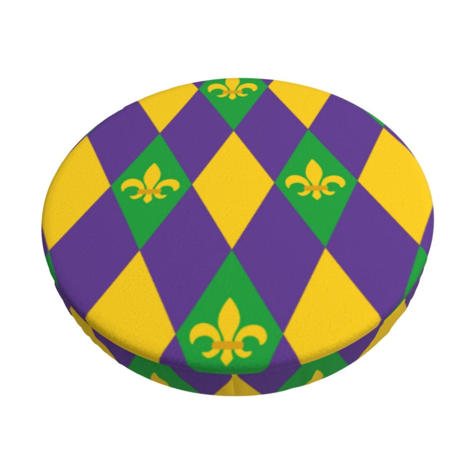 Cauagu Mardi Gras Print Round Stool Covers,Seat Cushion for Round Bar ...