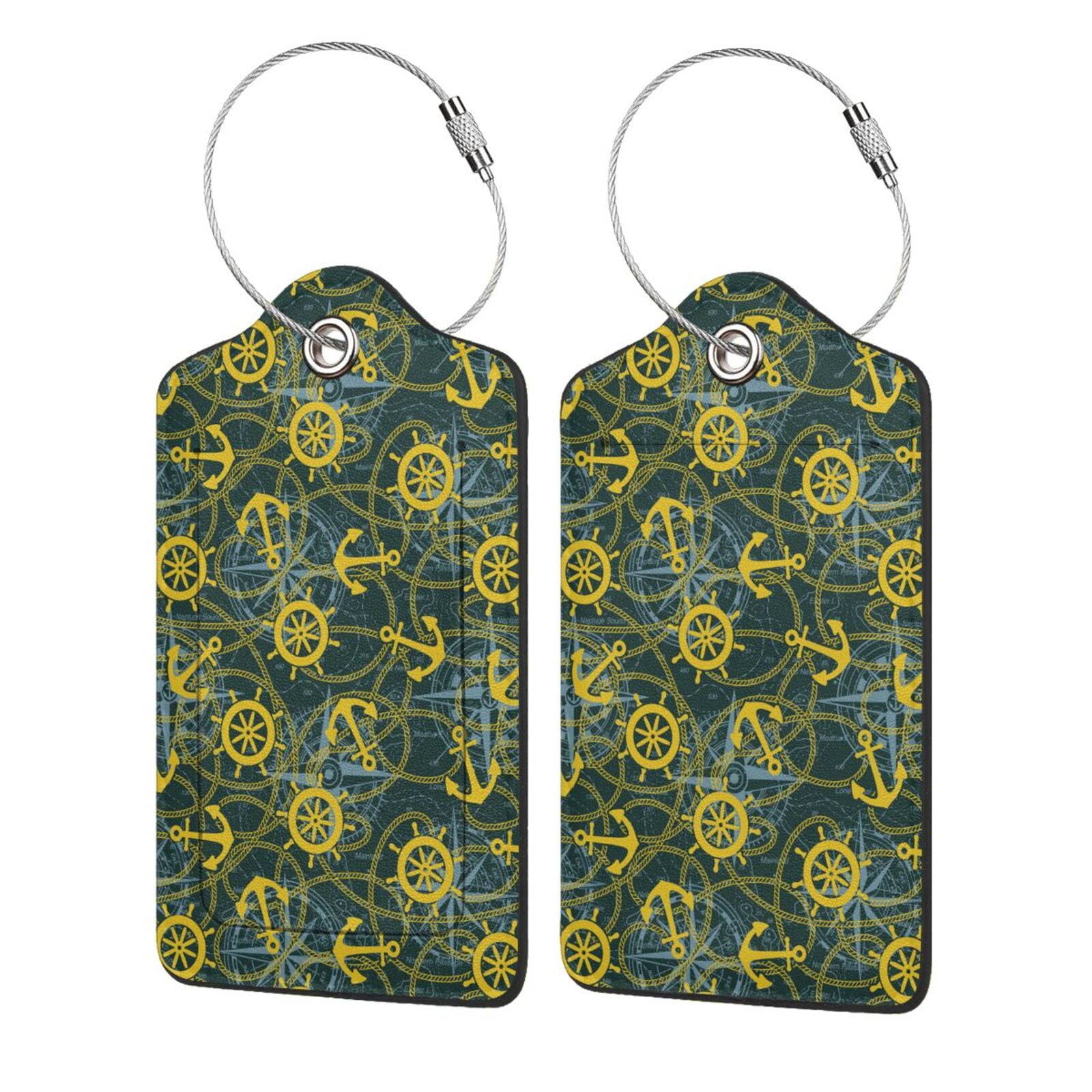 Cauagu Marine Anchors And Compass Pattern Luggage Tags,Leather Luggage ...