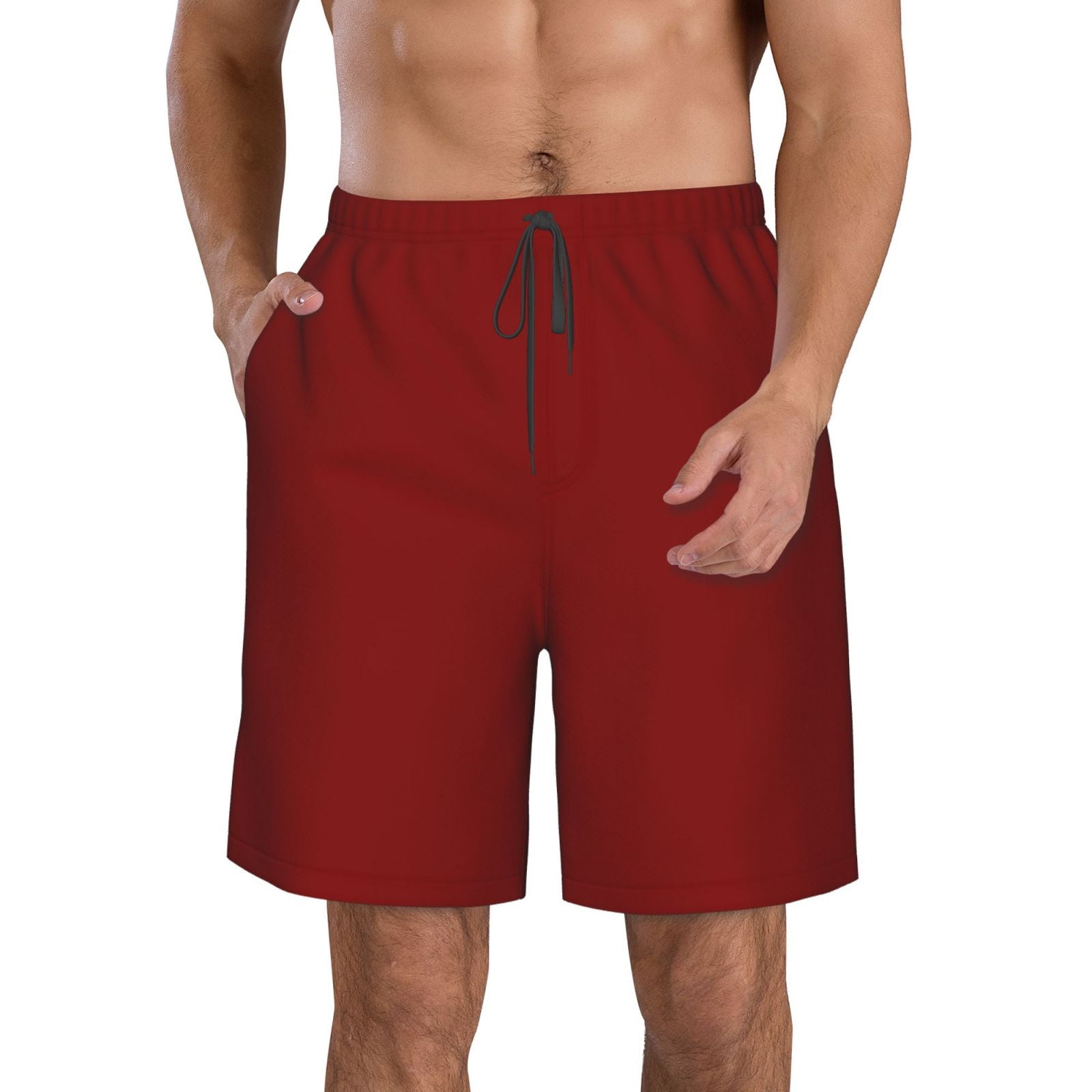 Cauagu Maroon Print Men's Swim Trunks,Hawaiian Bathing Suit Swimsuits ...