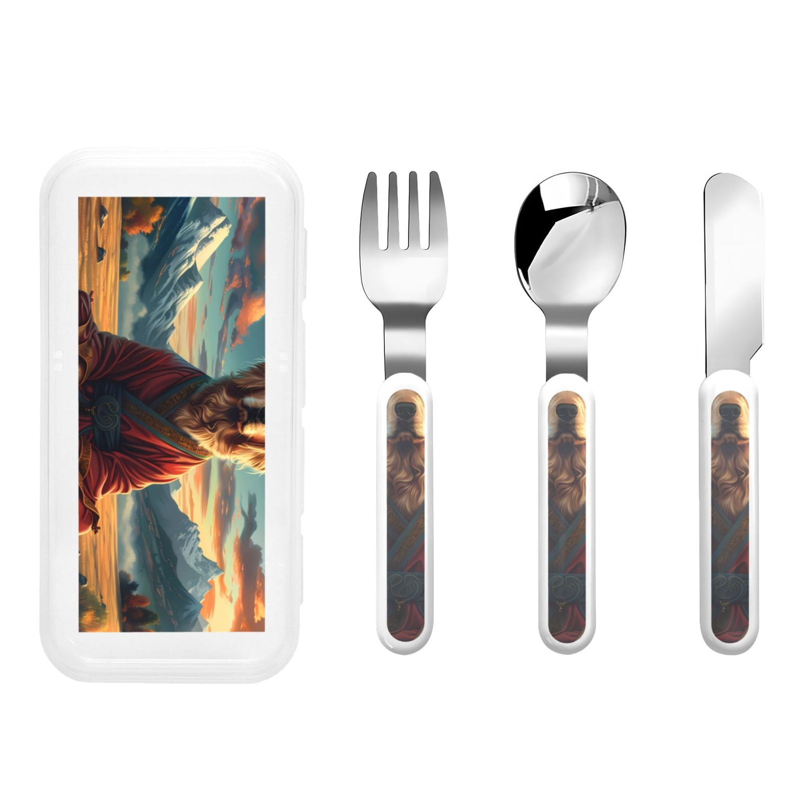 Cauagu Meditating Golden Retriever Print 3-Pieces Toddler Cutlery Set ...