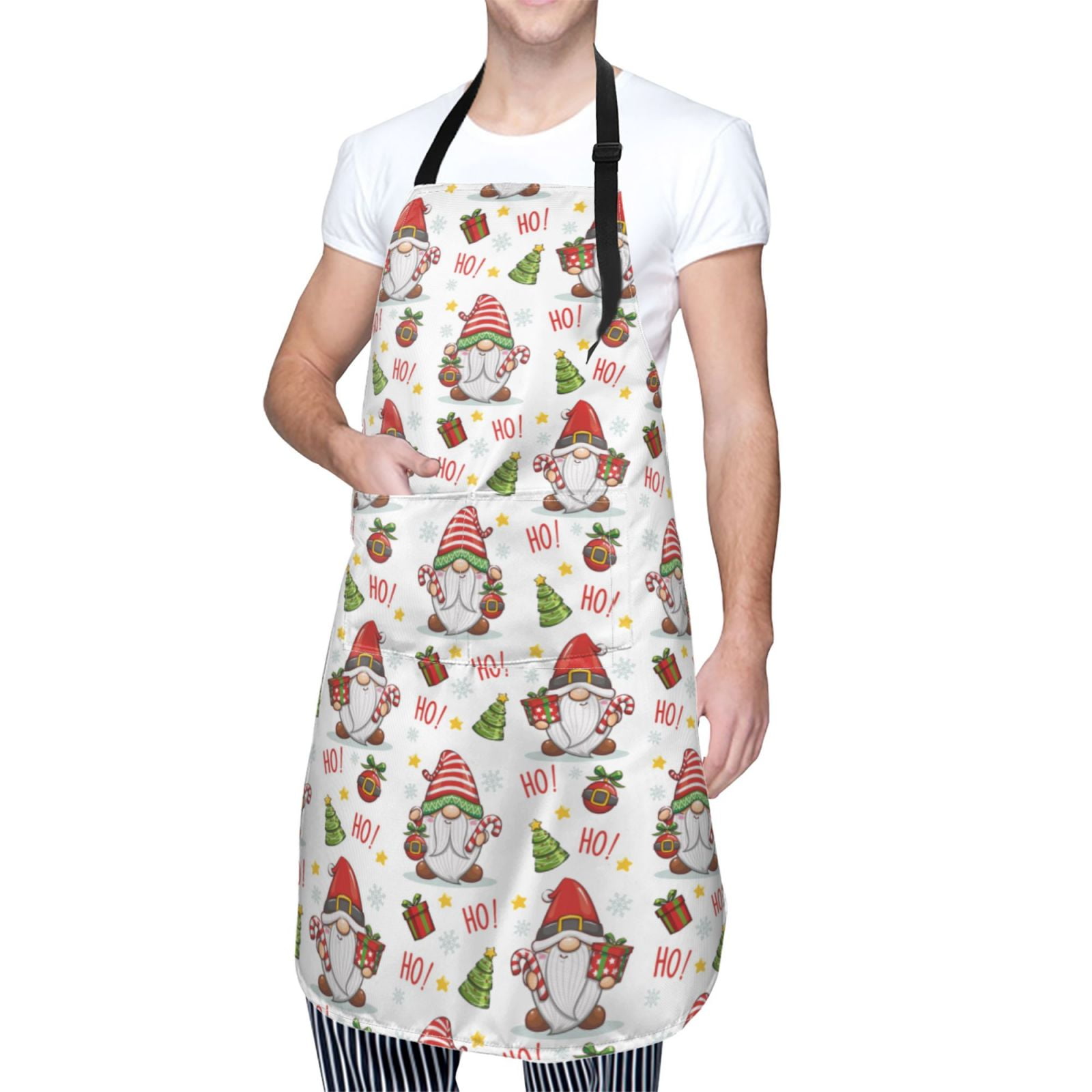 Cauagu Merry Christmas Santa Aprons with Pockets,Waterproof Apron for ...