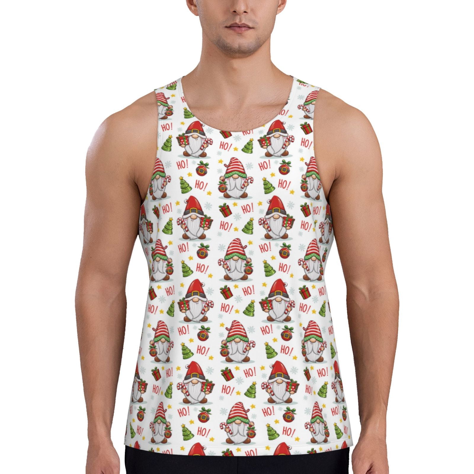 Cauagu Merry Christmas Santa Print Men's Sleeveless Muscle Shirts,Tank ...