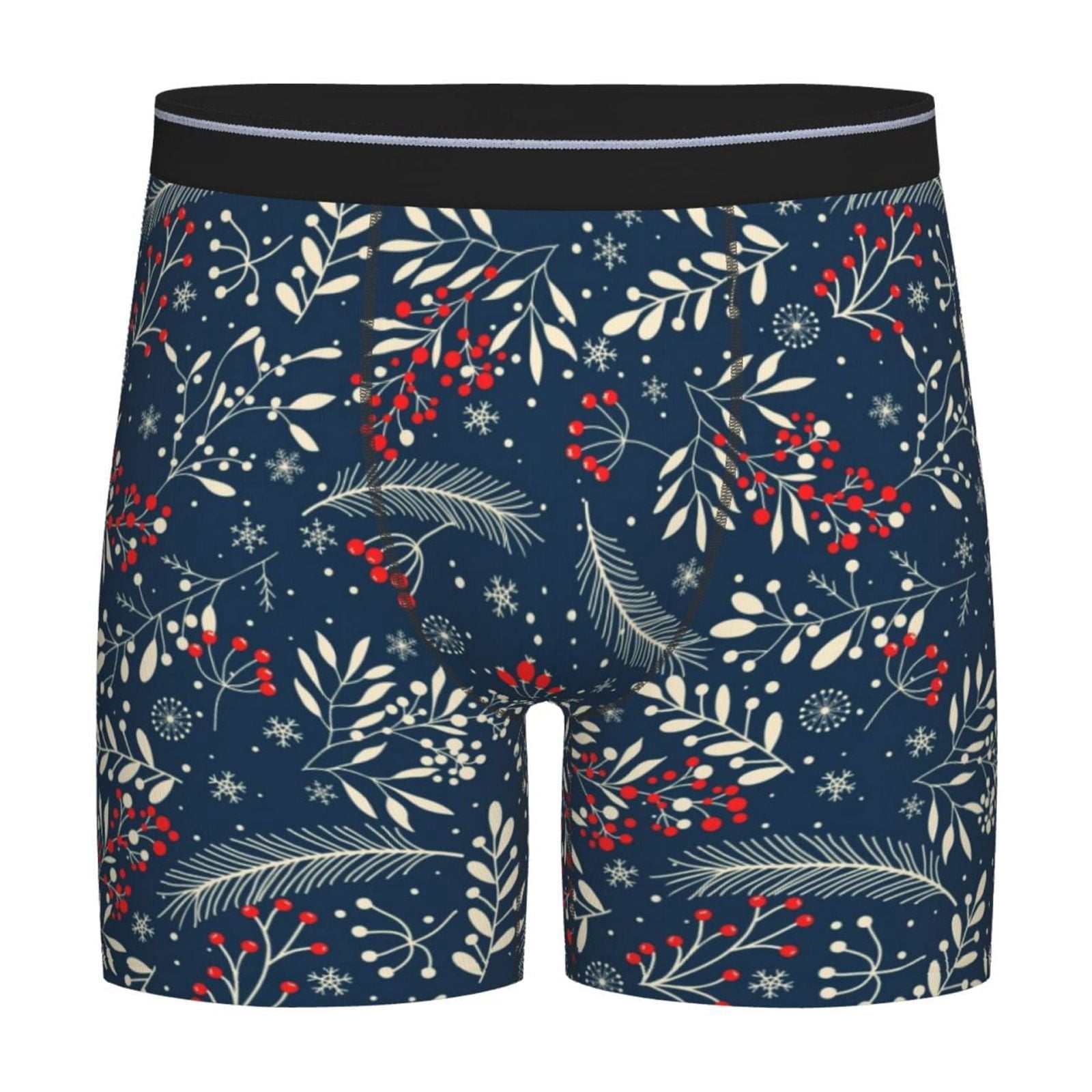 Cauagu Merry Christmas Winter Leaves Snowflakes Print Men's Boxer ...