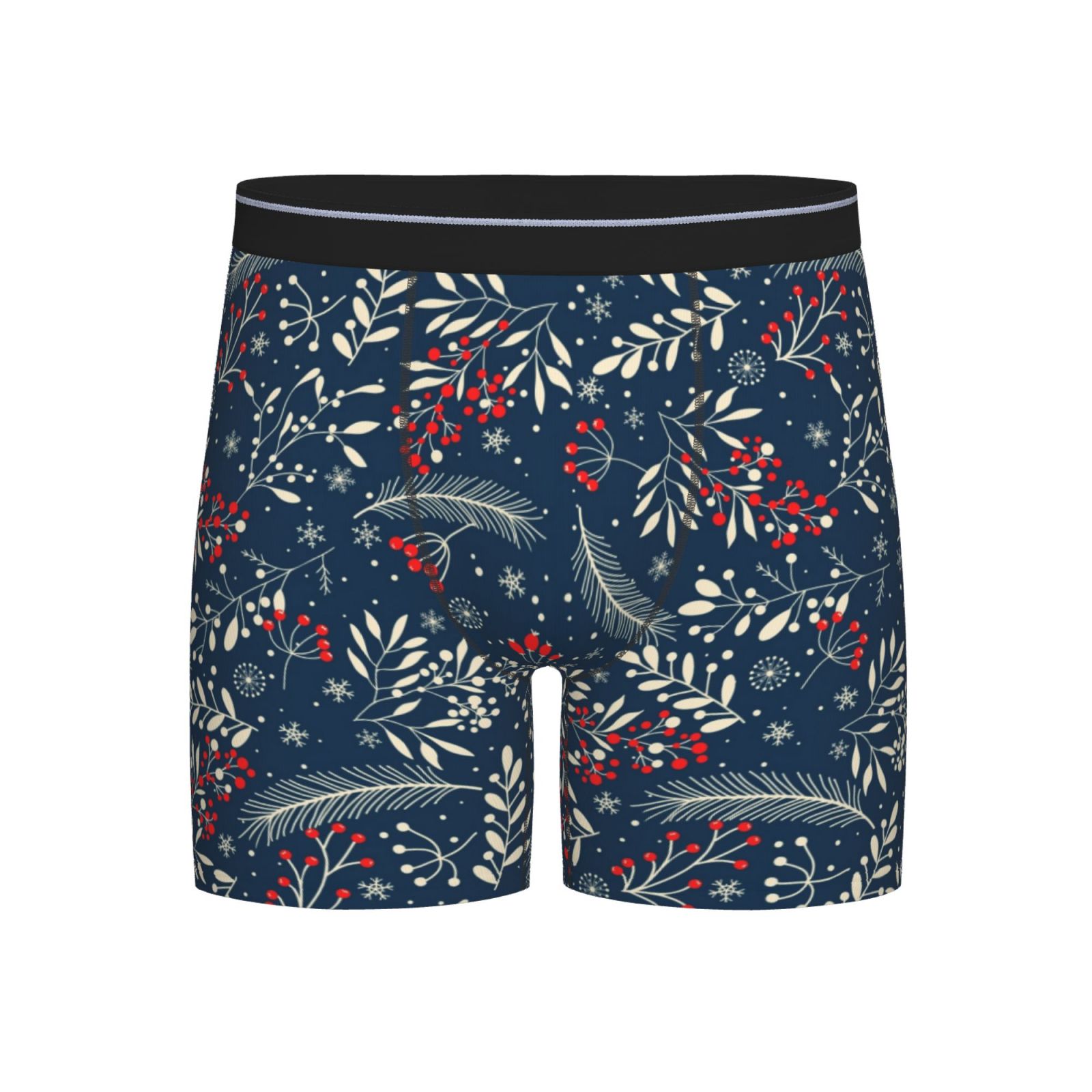 Cauagu Merry Christmas Winter Leaves Snowflakes Print Men's Boxer ...