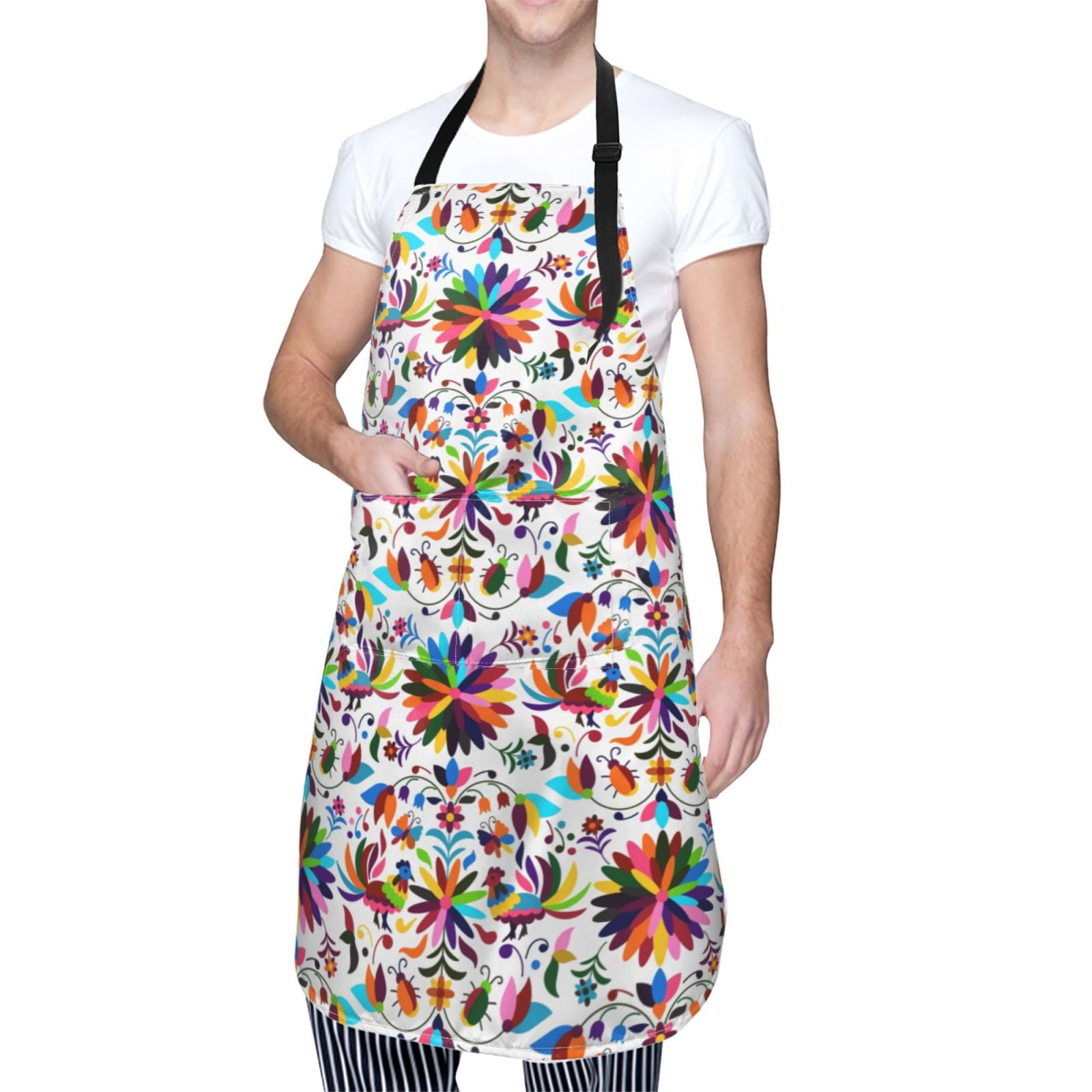 Cauagu Mexican Bright Style Aprons with Pockets,Waterproof Apron for ...