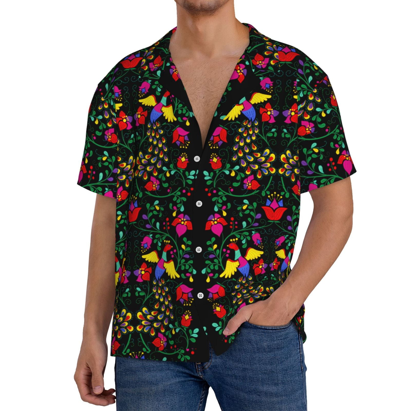 Cauagu Mexican Flower 2 Men's Short Sleeve Button Down Hawaiian Shirt ...