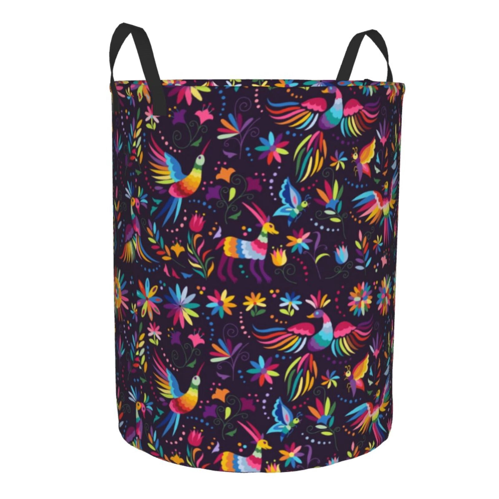 Cauagu Mexican Flowers Birds for Laundry Basket,Collapsible Organizer ...