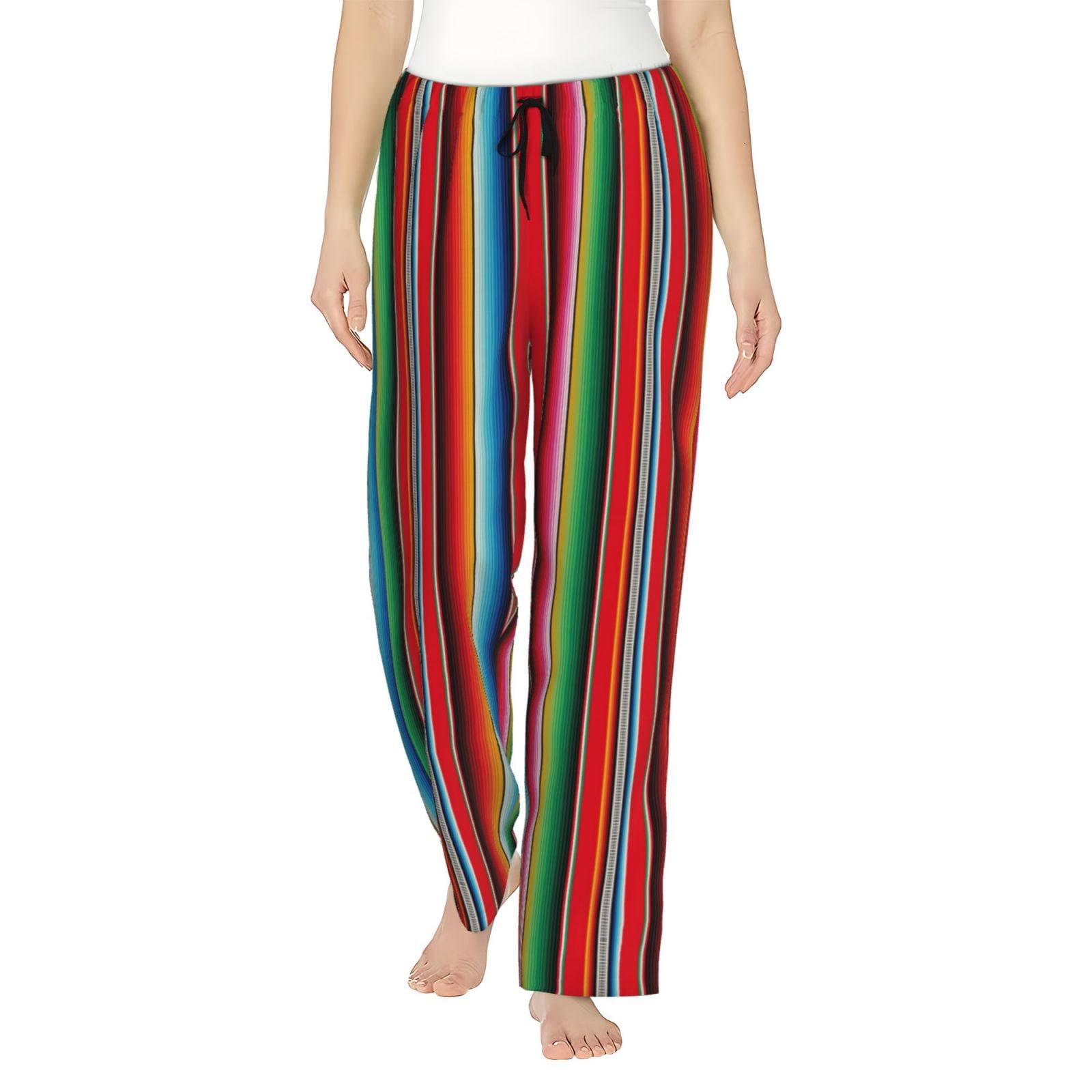 Cauagu Mexican Serape Blanket Stripes Pajama Pants for Women Loose Fit ...