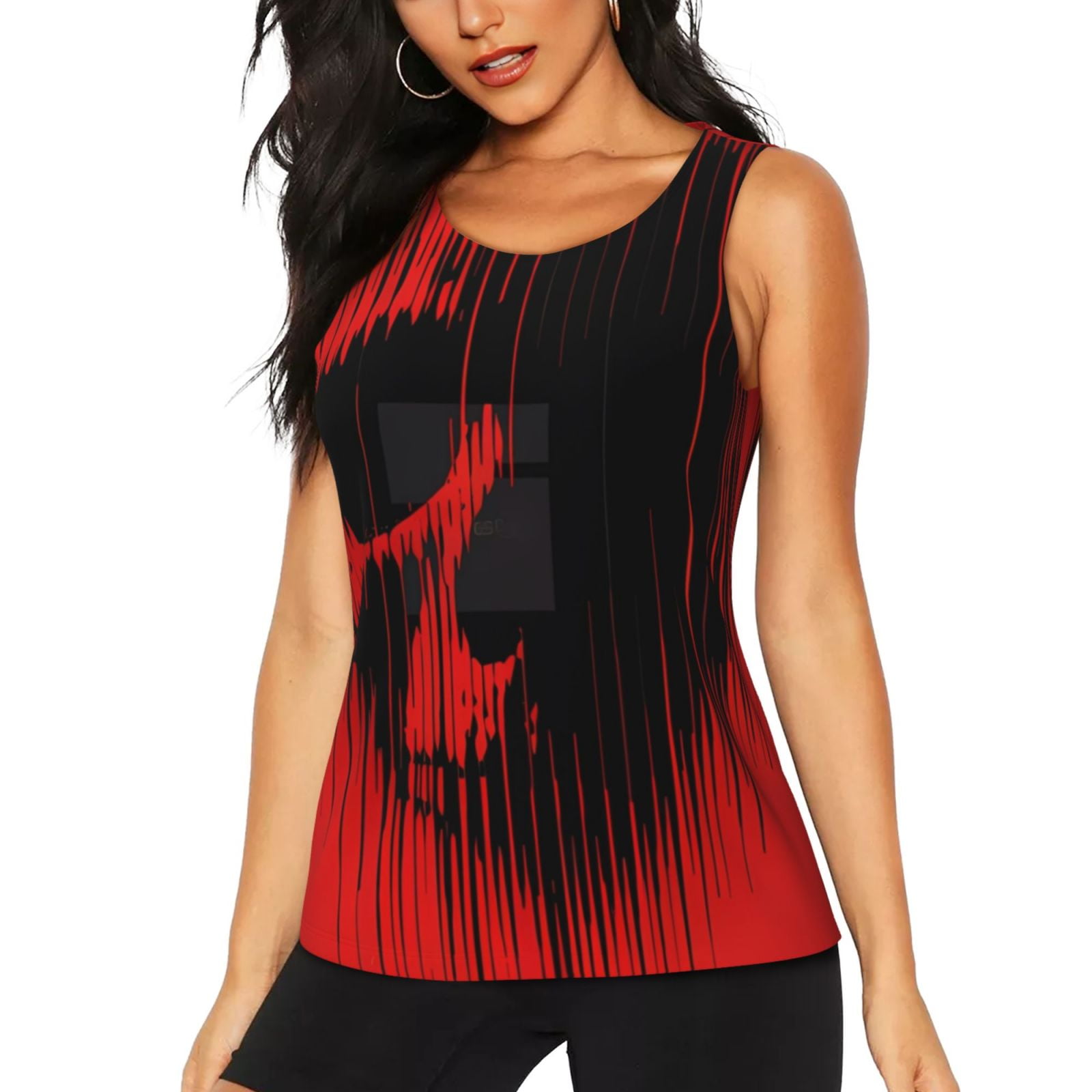 Cauagu Minimalist Skull Red for Women's Workout Tank Tops Sleeveless ...