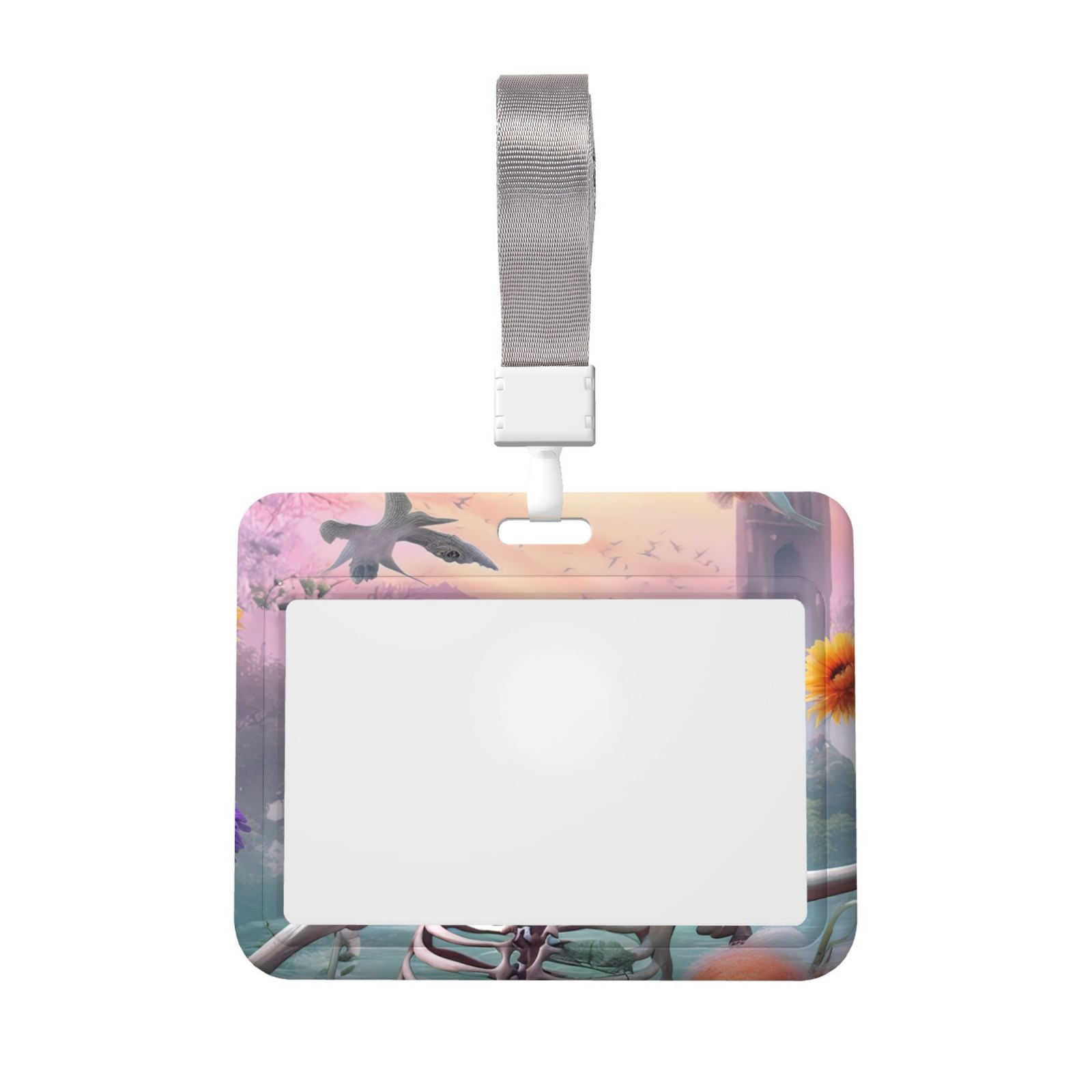 Cauagu Mist Sunflower Skull for ID Badge Holder,Badge Holder with ...