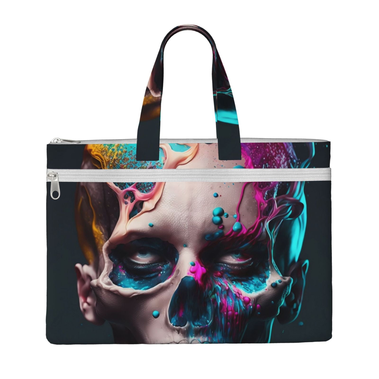 Cauagu Modern Abstract Colorful Skull B Pattern Canvas Tote File Bag ...