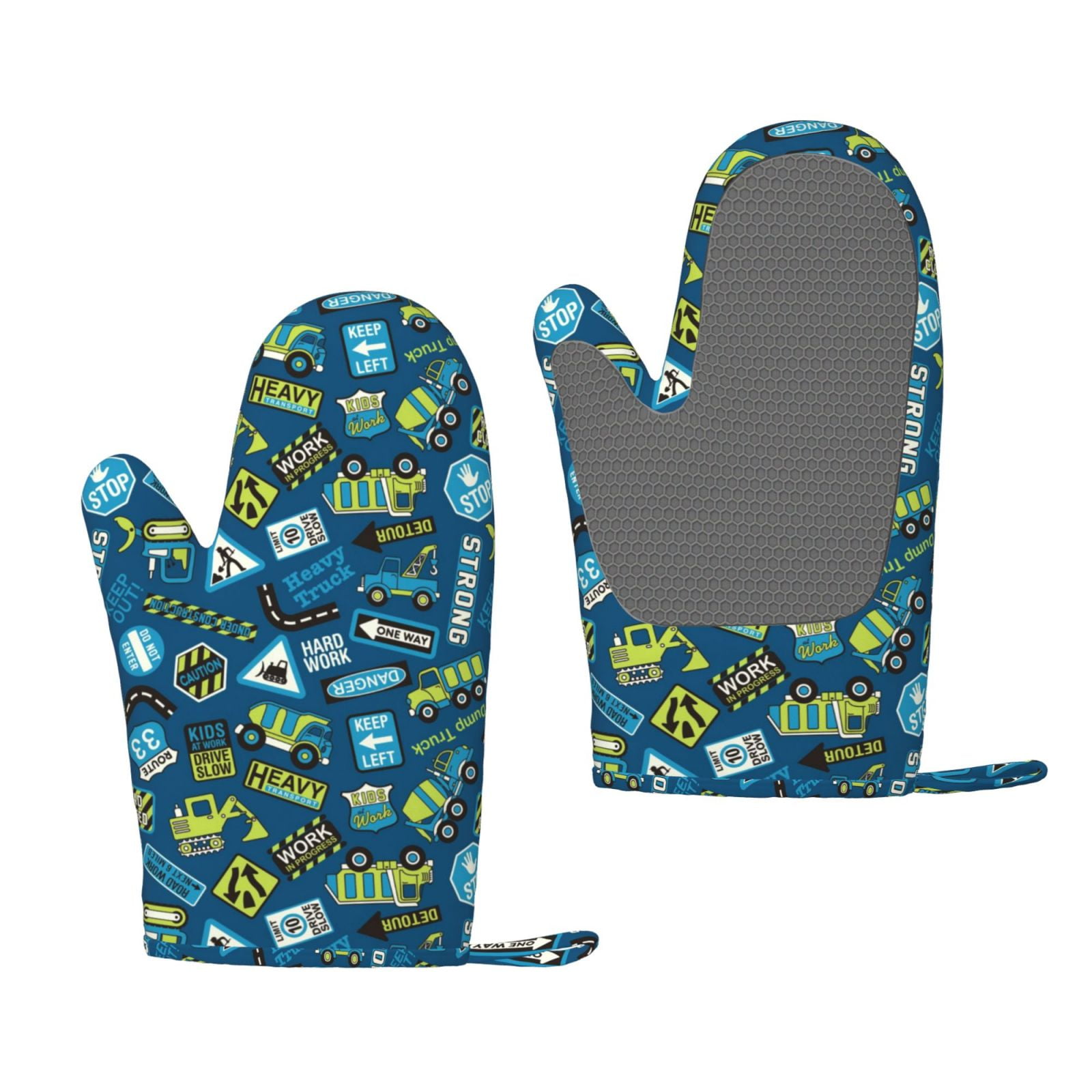 Cauagu Modern Excavator Print Oven Mitts 2 Piece Set,BBQ Gloves ...