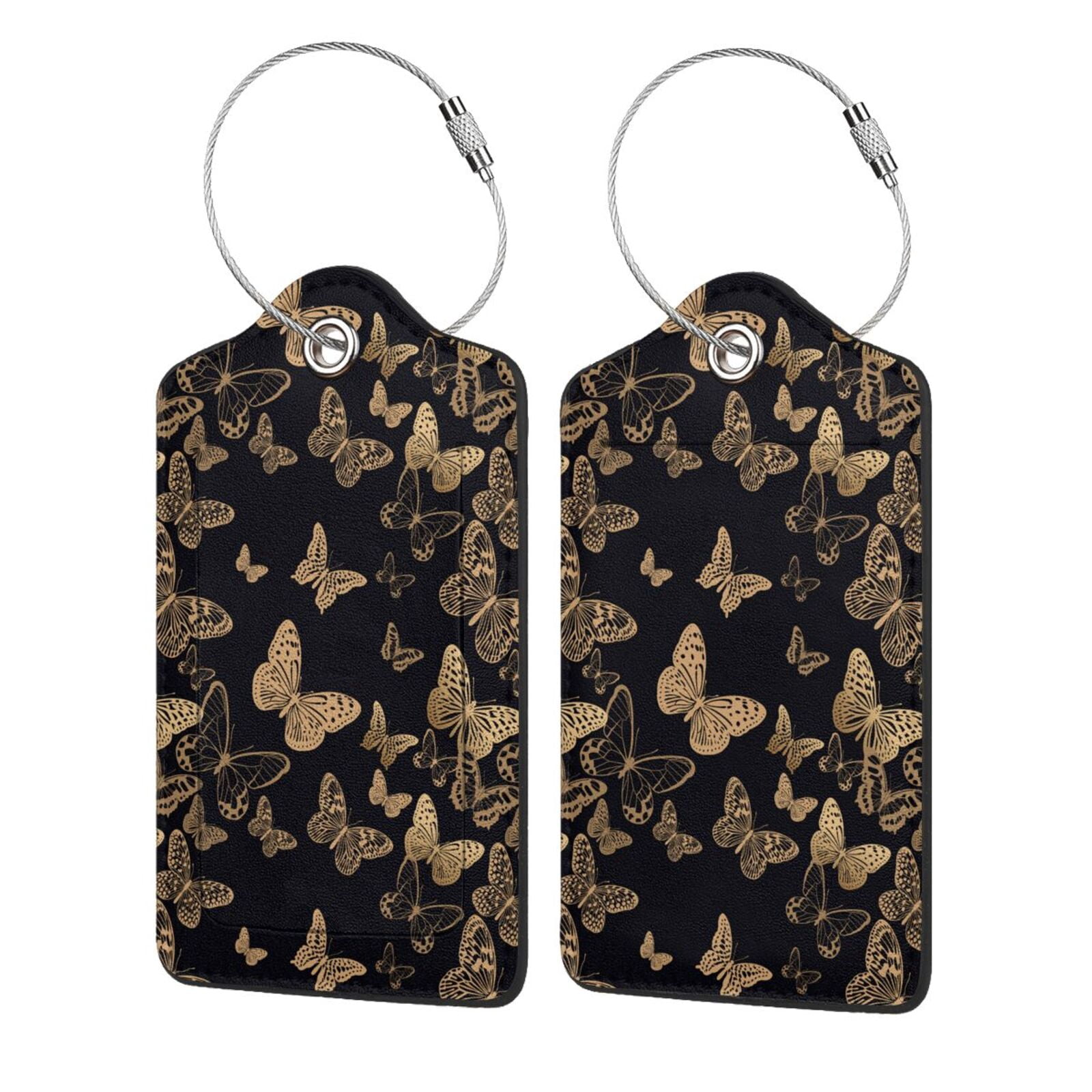 Cauagu Modern Golden Butterfly Pattern Luggage Tags,Leather Luggage ...