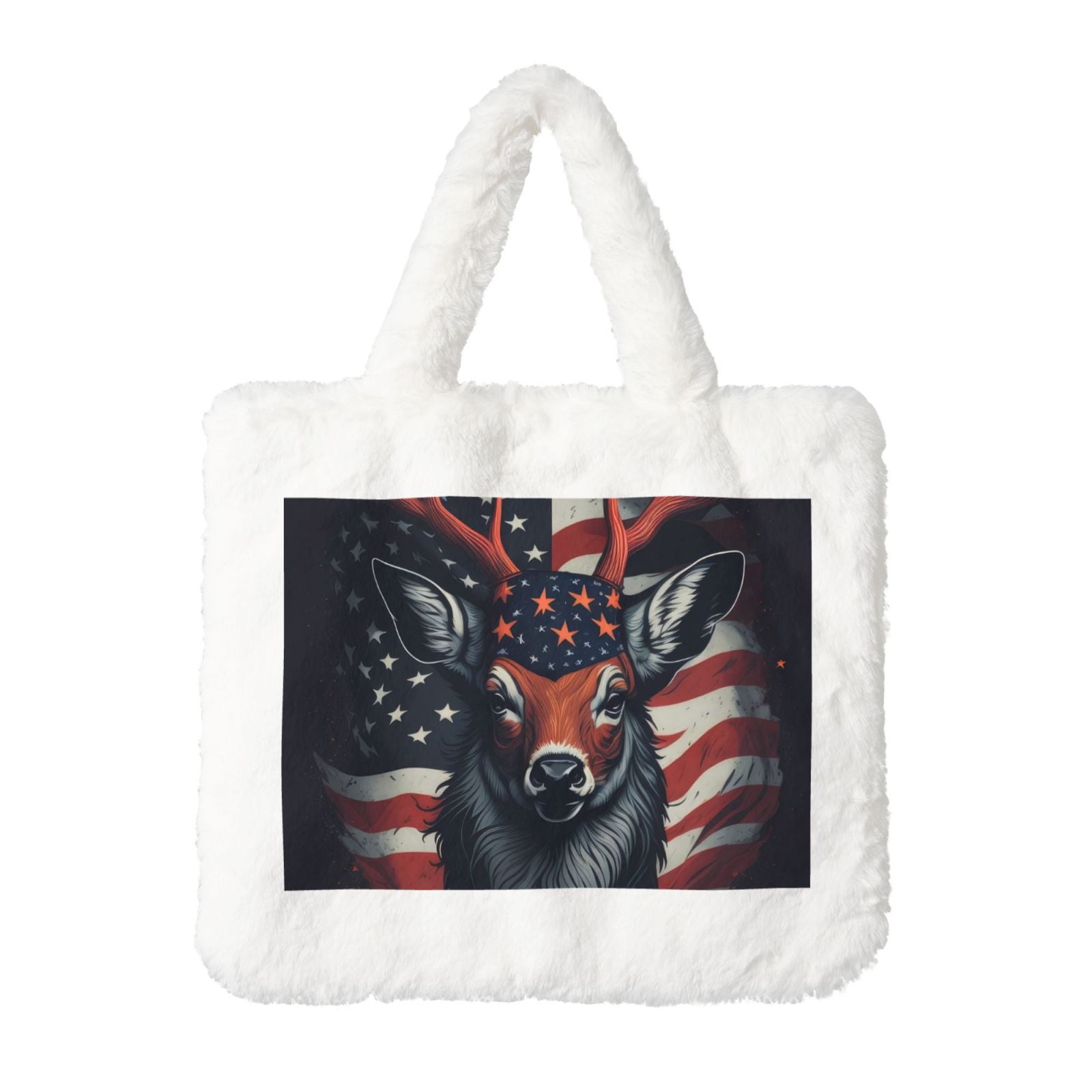 Cauagu Modern USA Deer Head Pattern Women's Plush Tote Bag,Soft ...