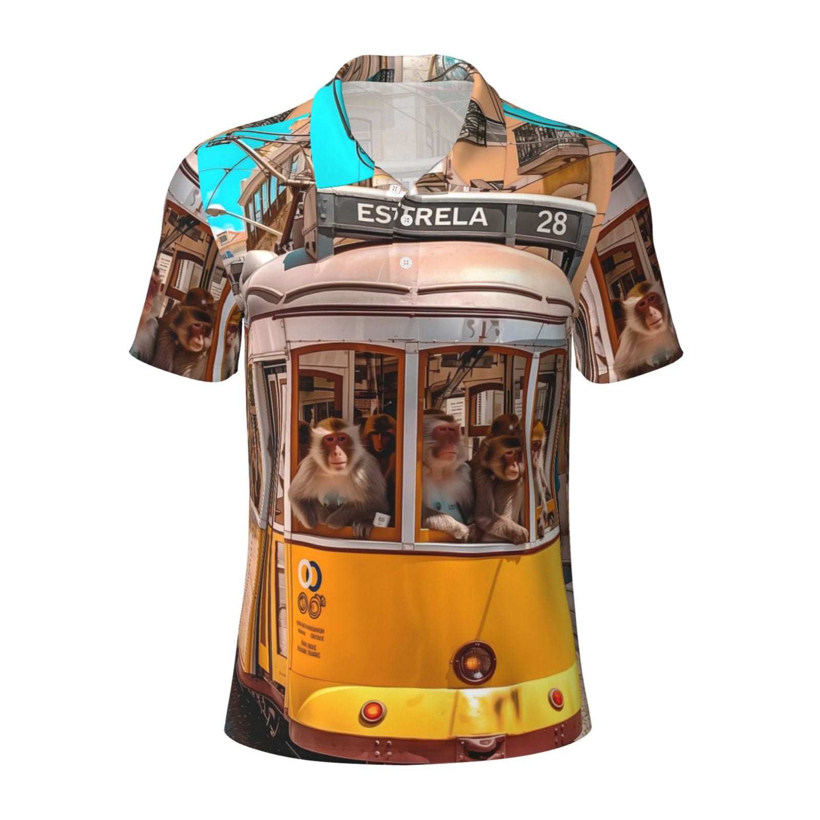 Cauagu Modern Urban Monkey Print Men's Polo Shirts, Short-Sleeve Polo ...