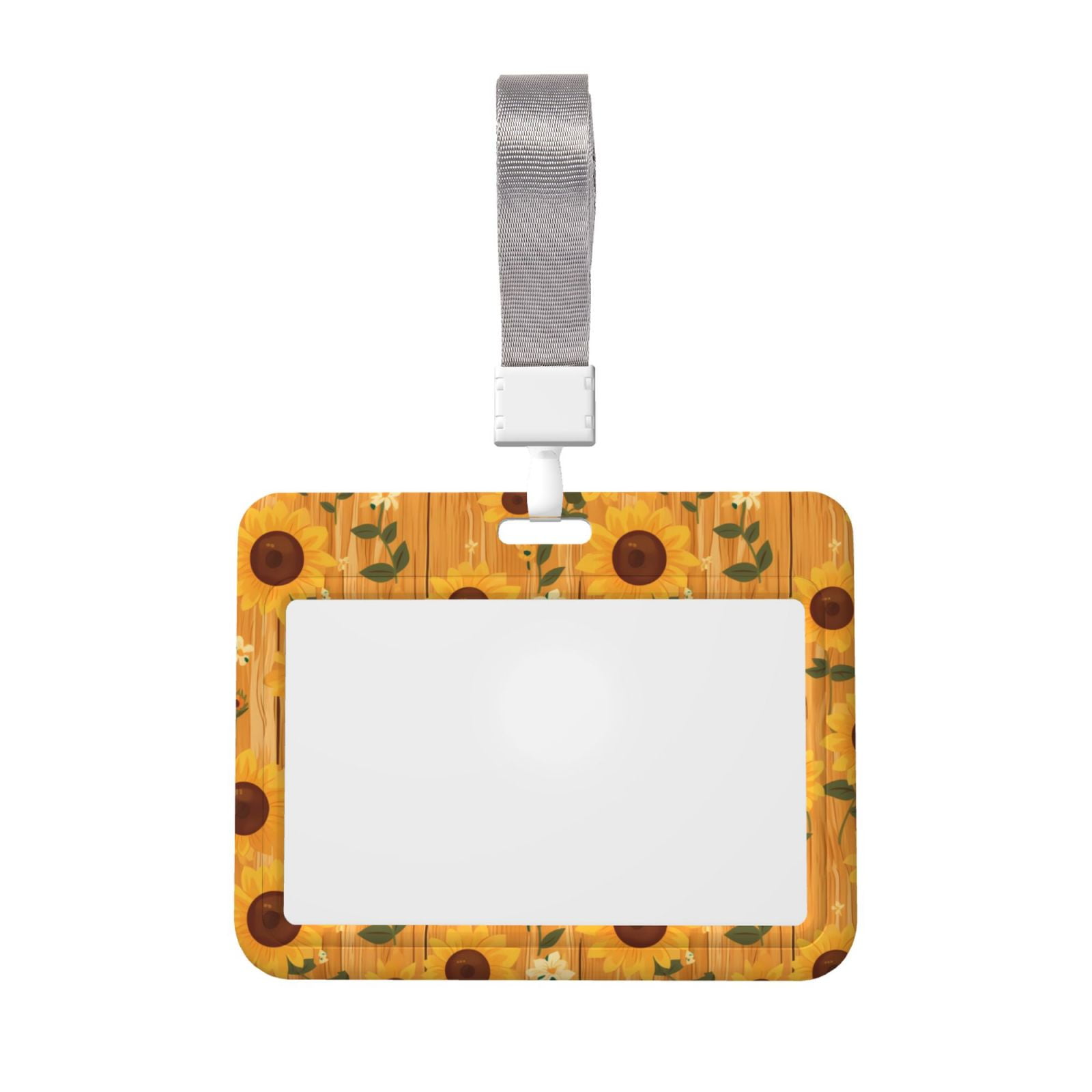 Cauagu Modern Wood Grain Sunflower for ID Badge Holder,Badge Holder ...