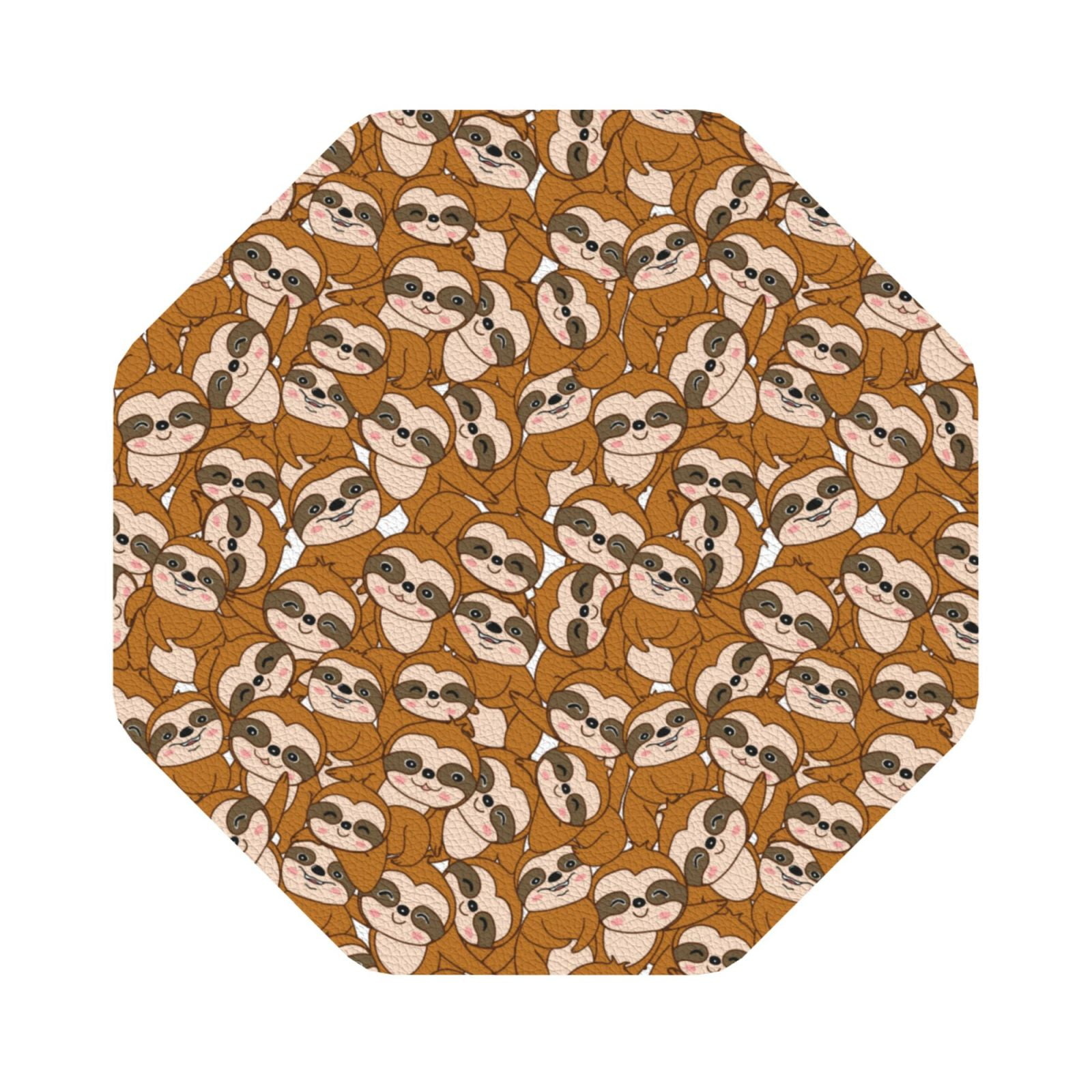 Cauagu Monkey Sloth for Round Coaster,Drink Coasters Set of 4 Leather ...