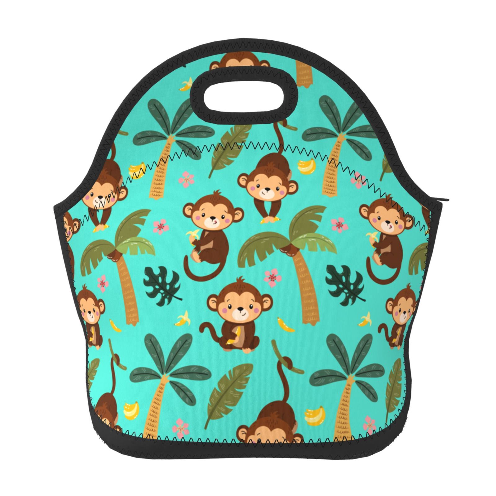 Cauagu Monkeys Swinging from Palms Print Insulated Lunch Box,Lunch Tote ...
