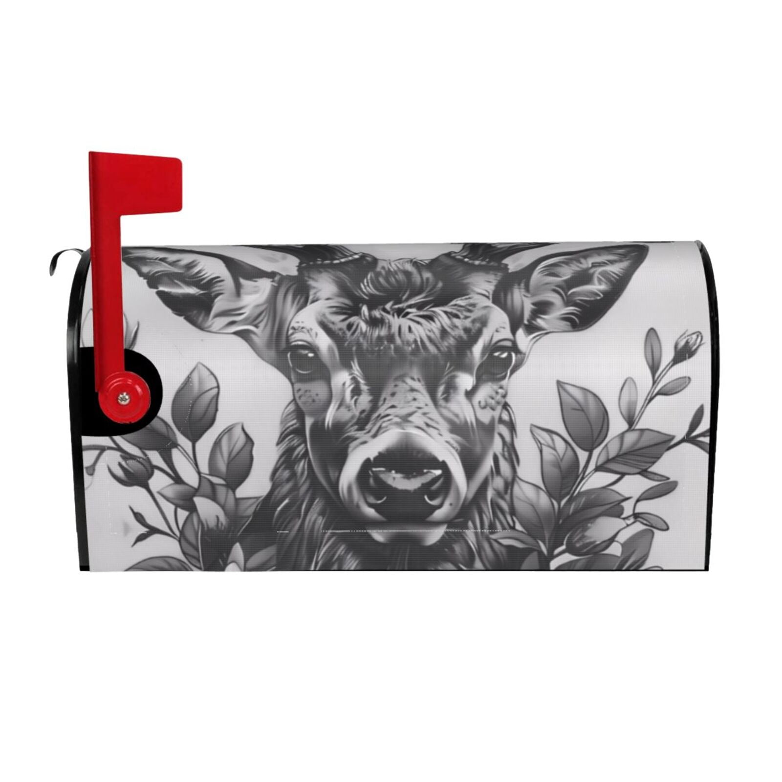 Cauagu Monochrome Deer Floral Pattern Magnetic Mailbox Covers, Mailbox ...