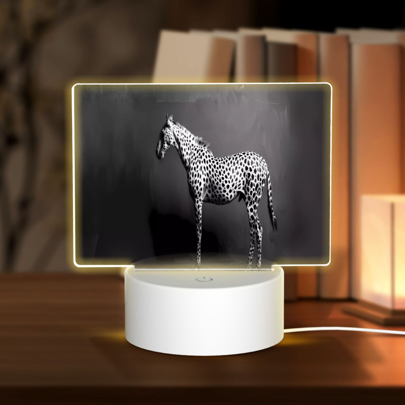Cauagu Monochrome Leopard Horse for Rectangle Acrylic Night Light ...