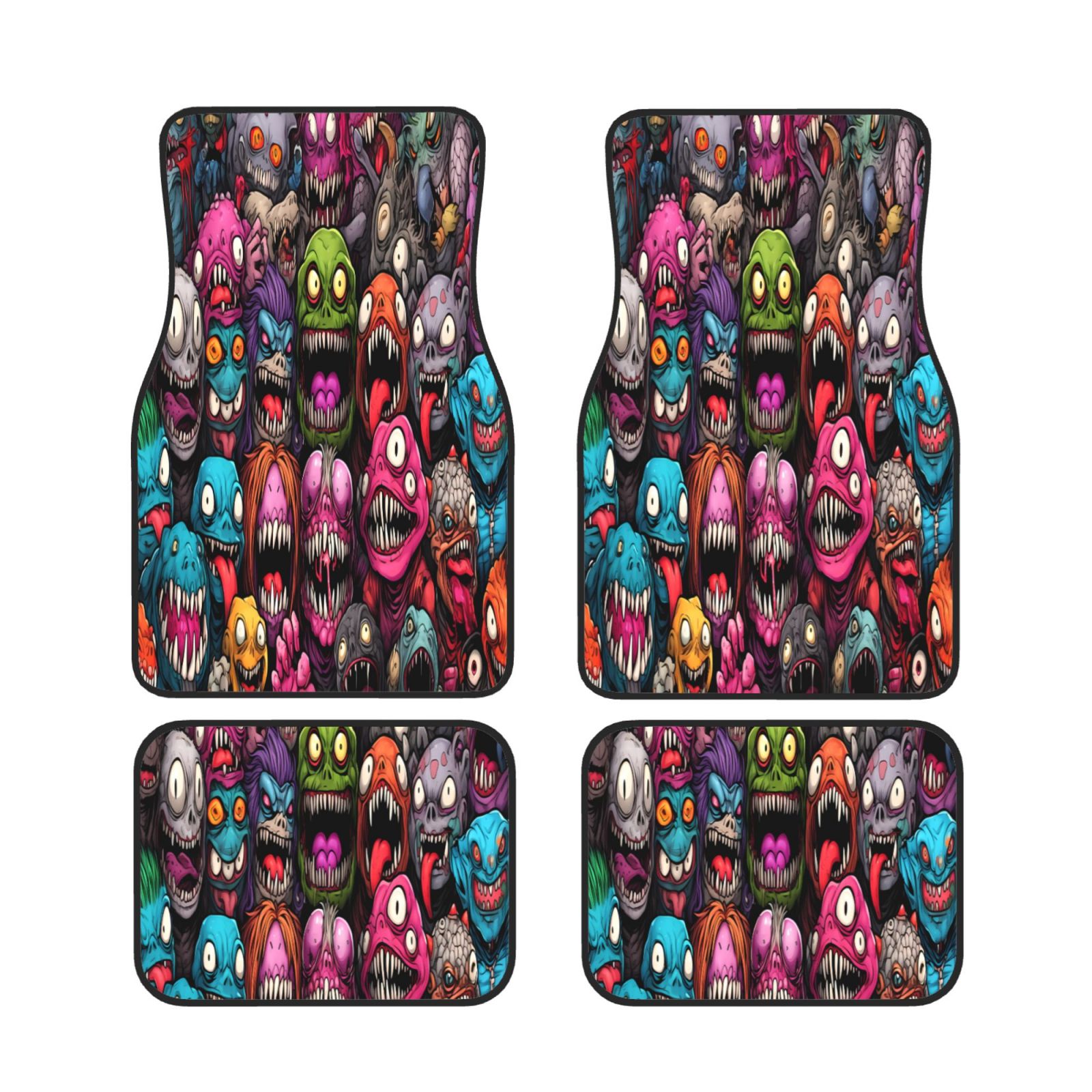 Cauagu Monstrous Cartoon Characters Pattern Car Floor Mat Set of 4,Car ...